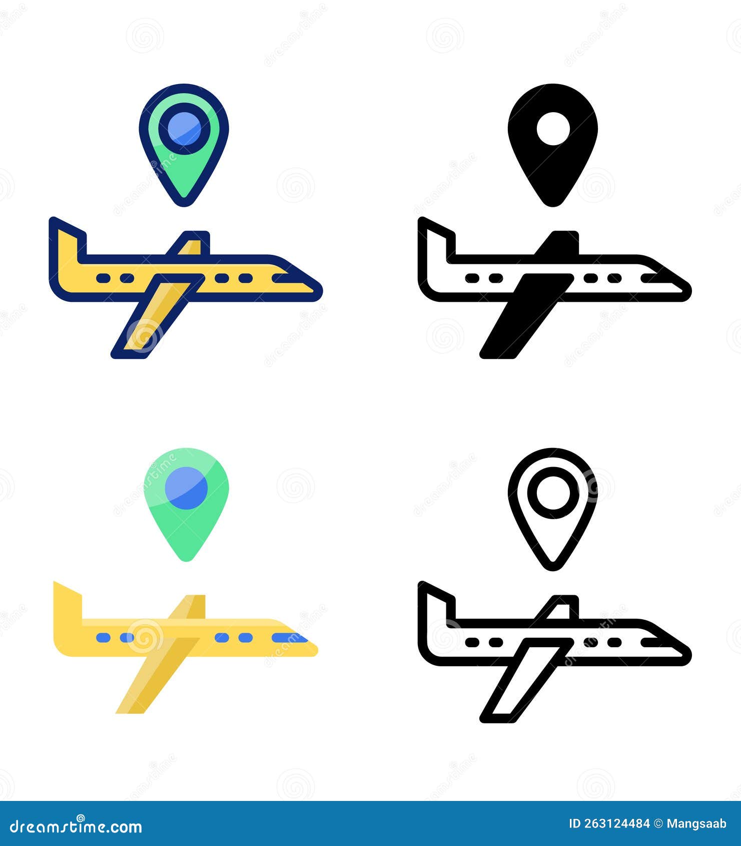 Airplane Flight. Pointer and Location Icons. Vector Stock Vector ...