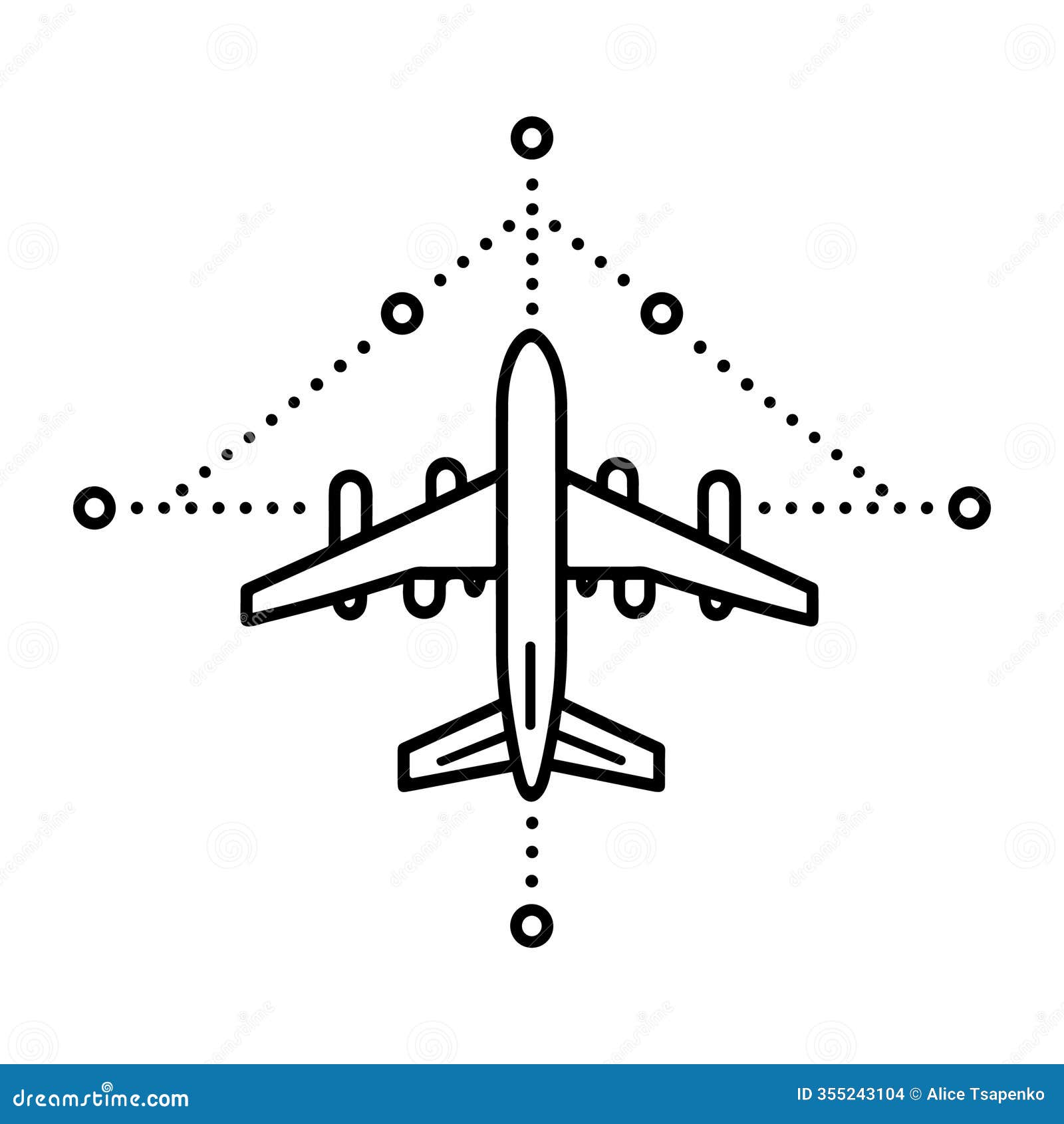 Airplane Flight Route Icon in Flat Outline Design Style. Air Navigation ...