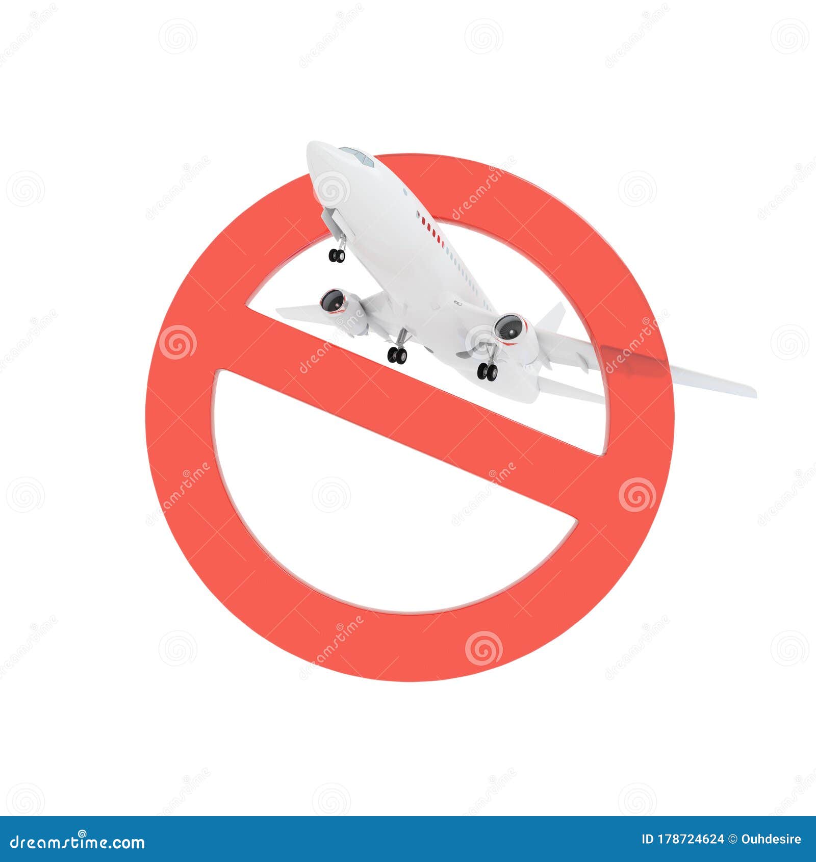 Airplane Flight through Stop Sign Isolated on White. Stock Illustration ...