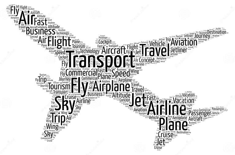 Airplane in Flight Word Cloud Stock Illustration - Illustration of ...