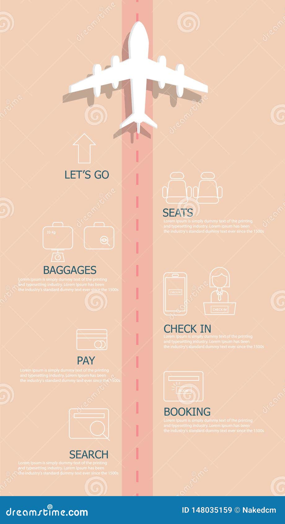 Airplane Flights Information Timeline Infographics Stock Vector ...