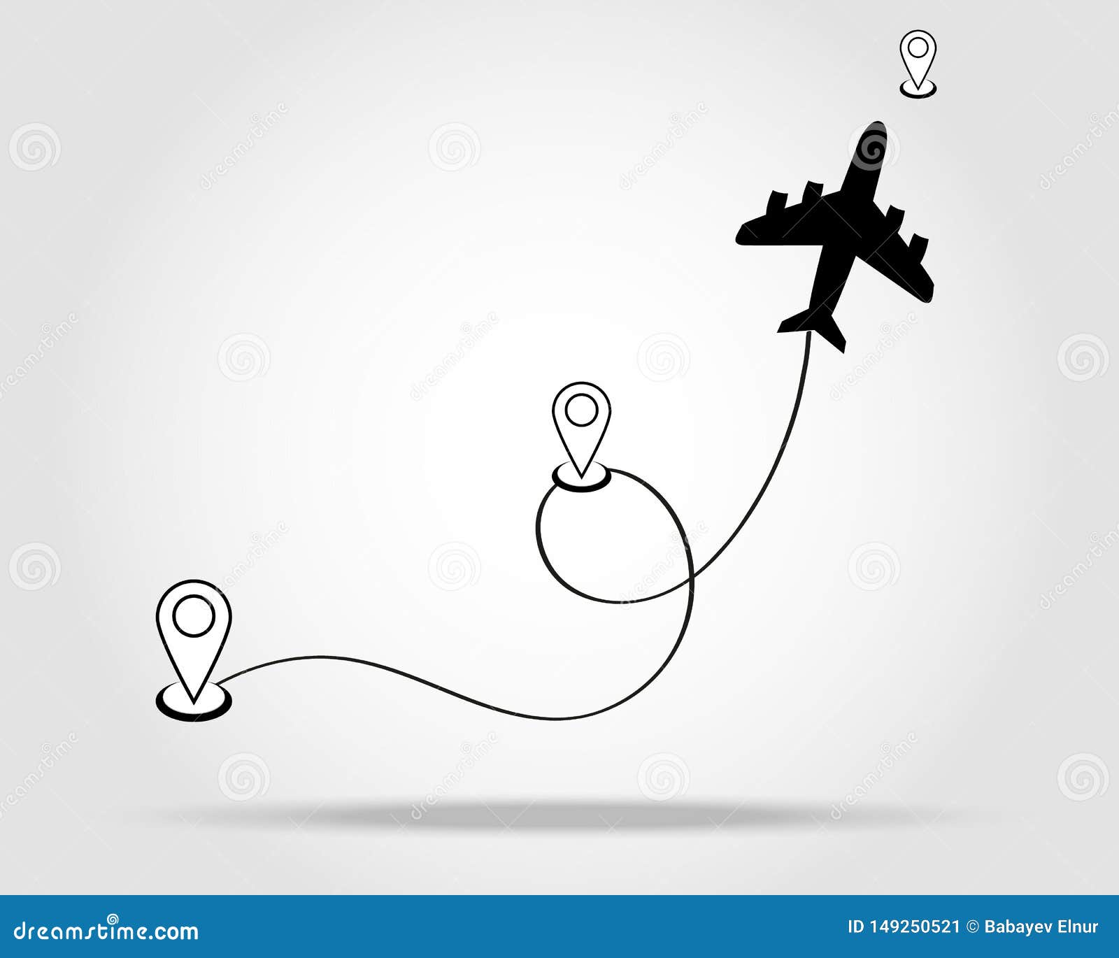 Airplane Fligth Route or Air Plane Destination Line Path Vector Icon ...