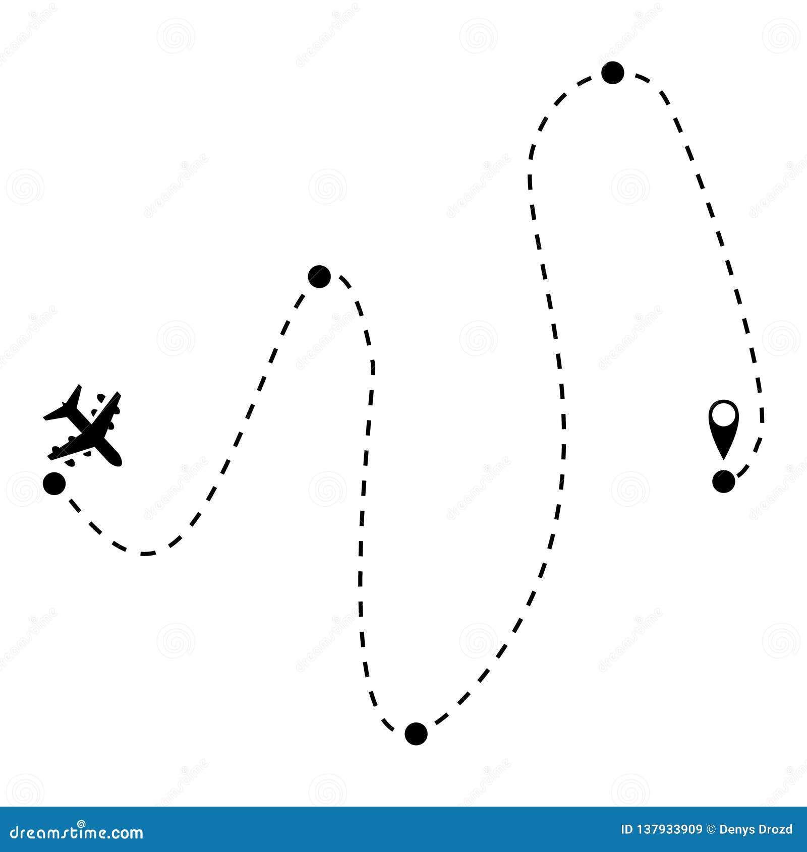 Airplane Fligth Route or Air Plane Destination Line Path Vector Icon ...