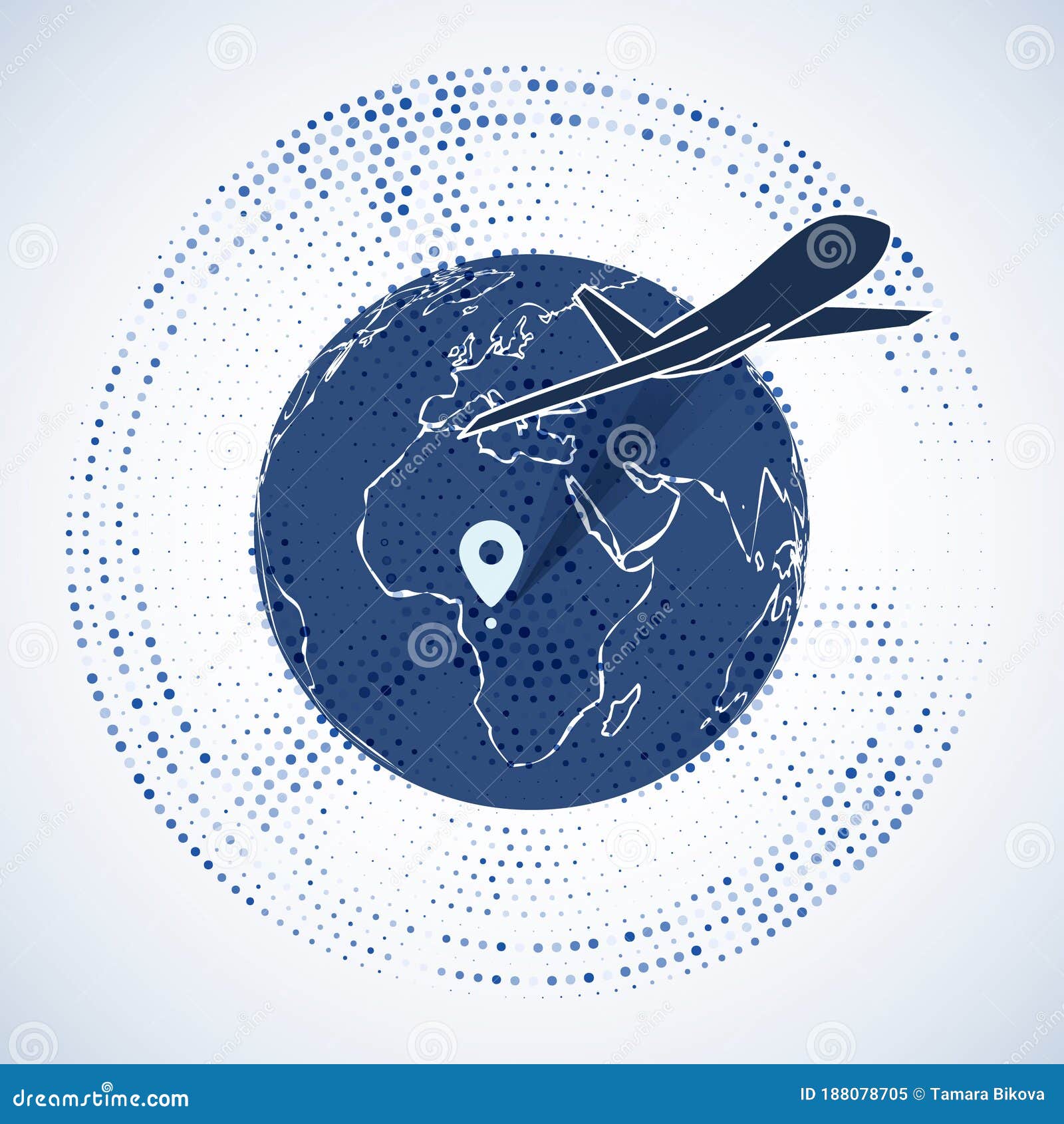 Airplane Fly Around the Planet Earth Stock Illustration - Illustration ...