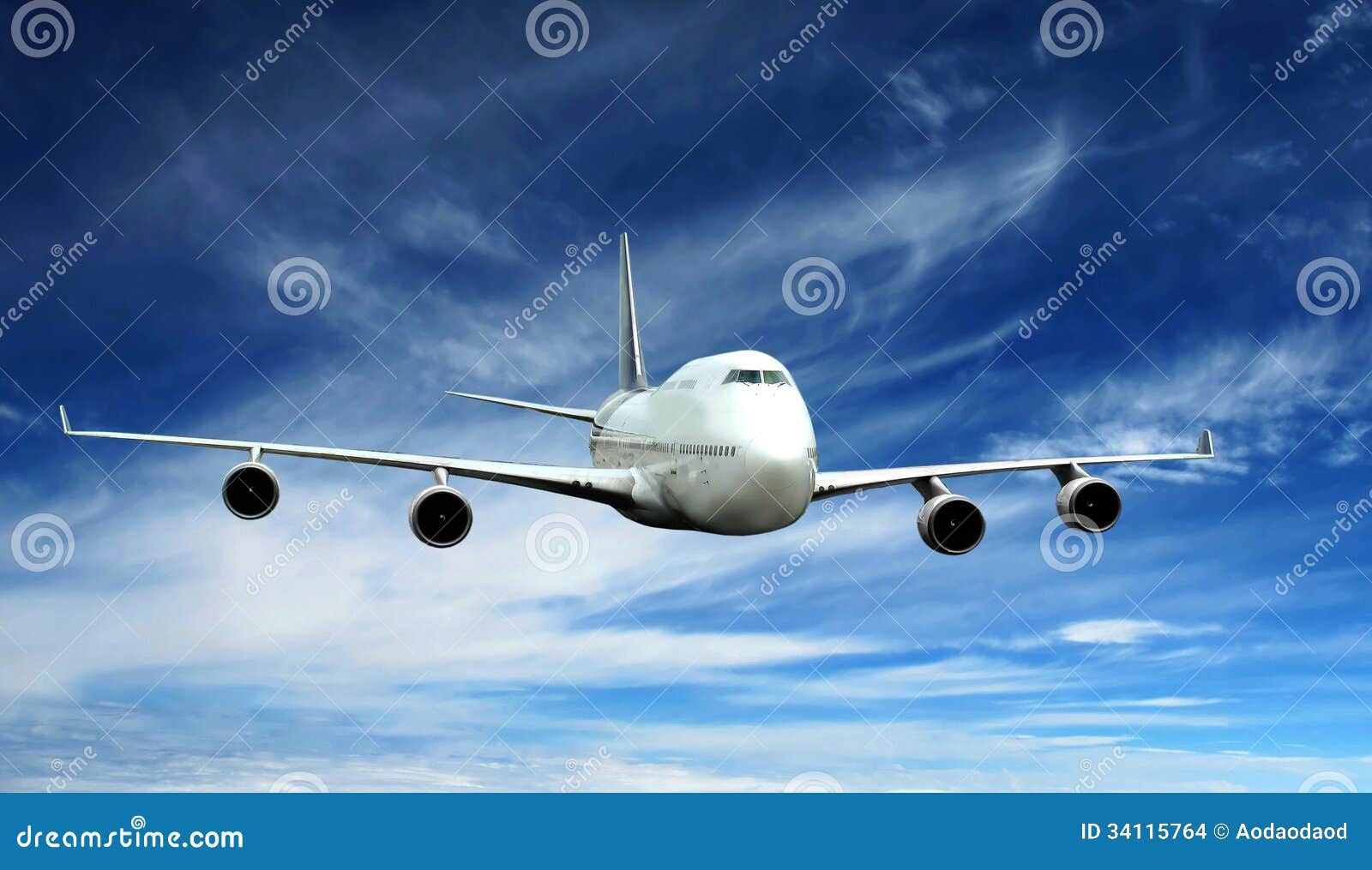 Airplane fly on blue sky stock photo. Image of communication - 34115764