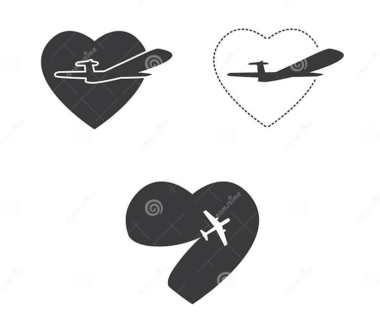 Airplane fly in heart stock vector. Illustration of plane - 330523196