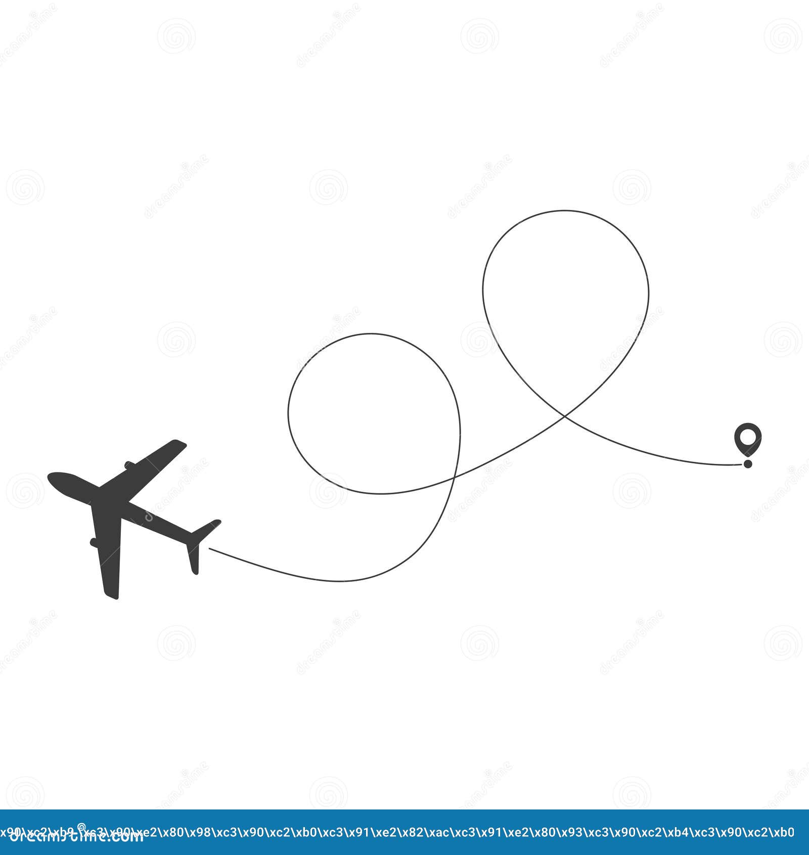 Airplane fly in line route stock illustration. Illustration of line ...