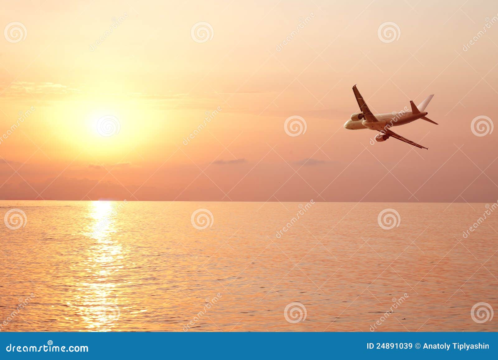 Airplane fly over sea stock image. Image of dusk, dreams - 24891039