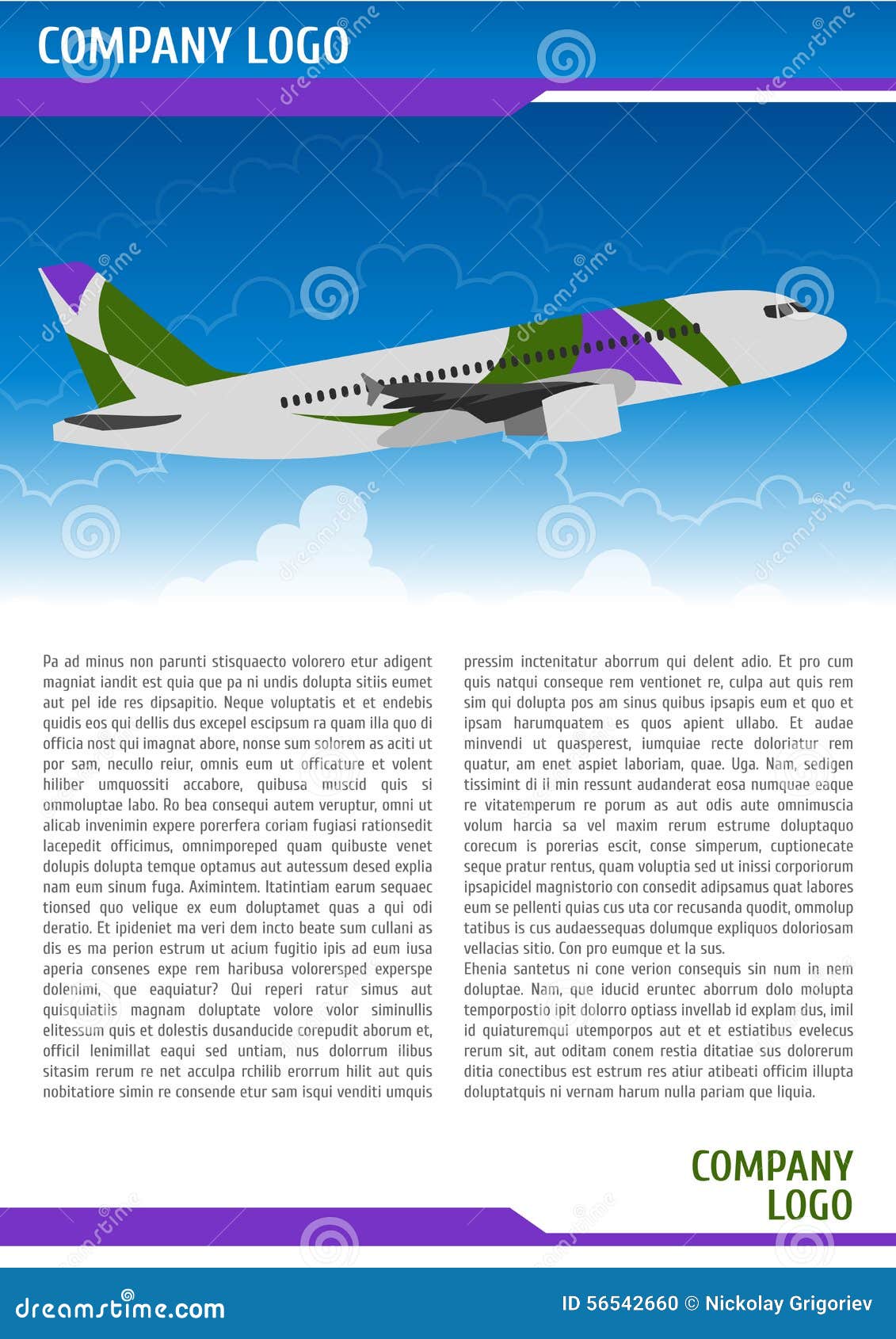 Airplane stock vector. Illustration of flat, flyer, paper - 56542660