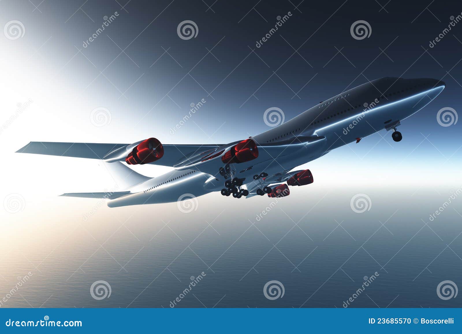 Airplane Flying 3D Render 01 Stock Illustration - Illustration of ...