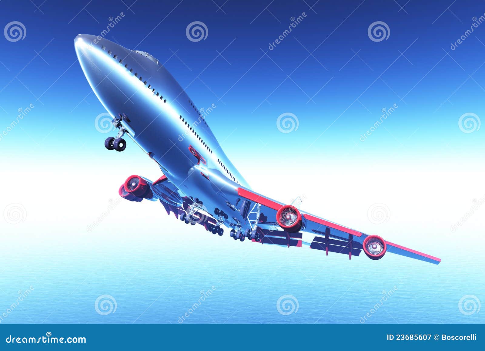 Airplane Flying 3D Render 02 Stock Illustration - Illustration of ...