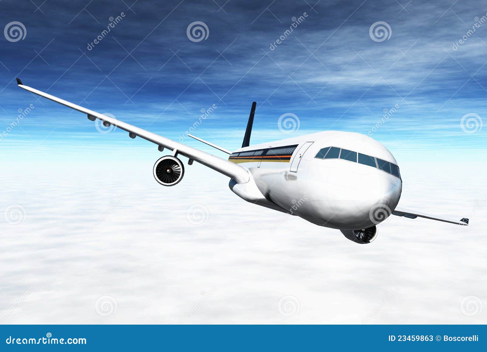 Airplane Flying 3D render stock image. Image of distance - 23459863