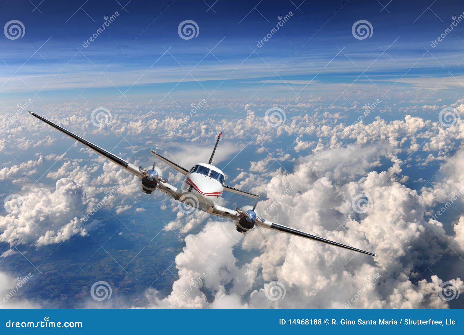 Airplane Flying Above the Clouds Stock Photo - Image of cumulus, turbo ...