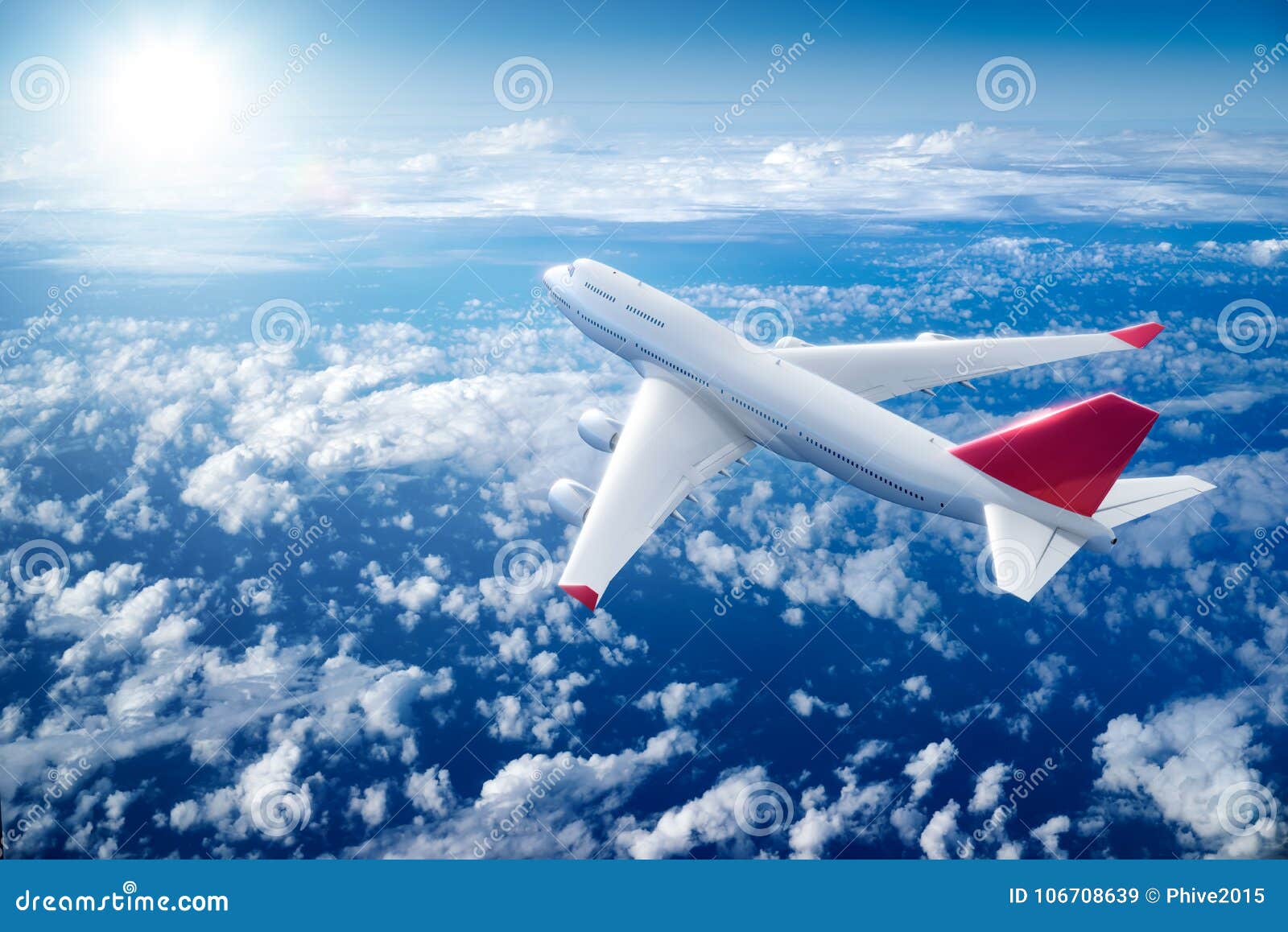 Airplane Flying Above Clouds Stock Illustration - Illustration of ...