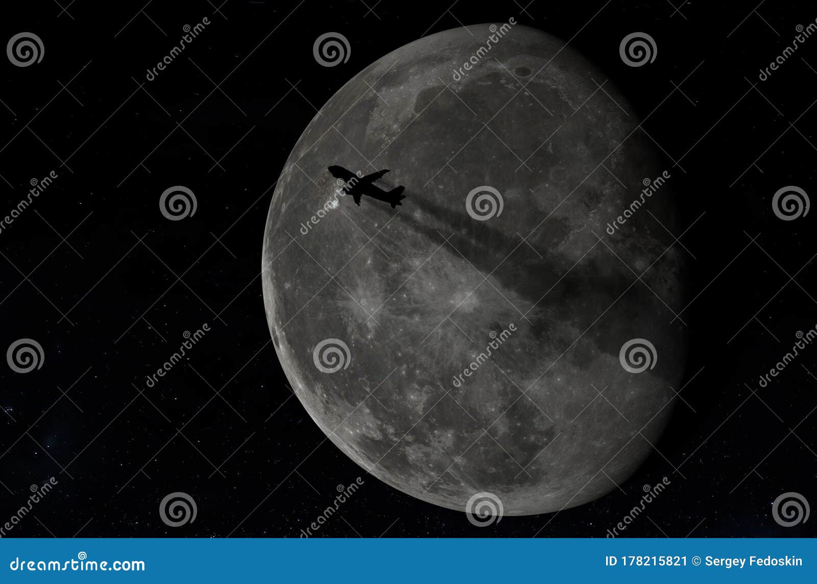 Airplane Flying Across a Full Moon Stock Image - Image of holiday ...