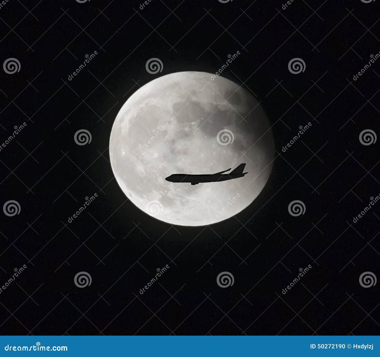 Airplane Flying Across a Full Moon Stock Photo - Image of serene ...