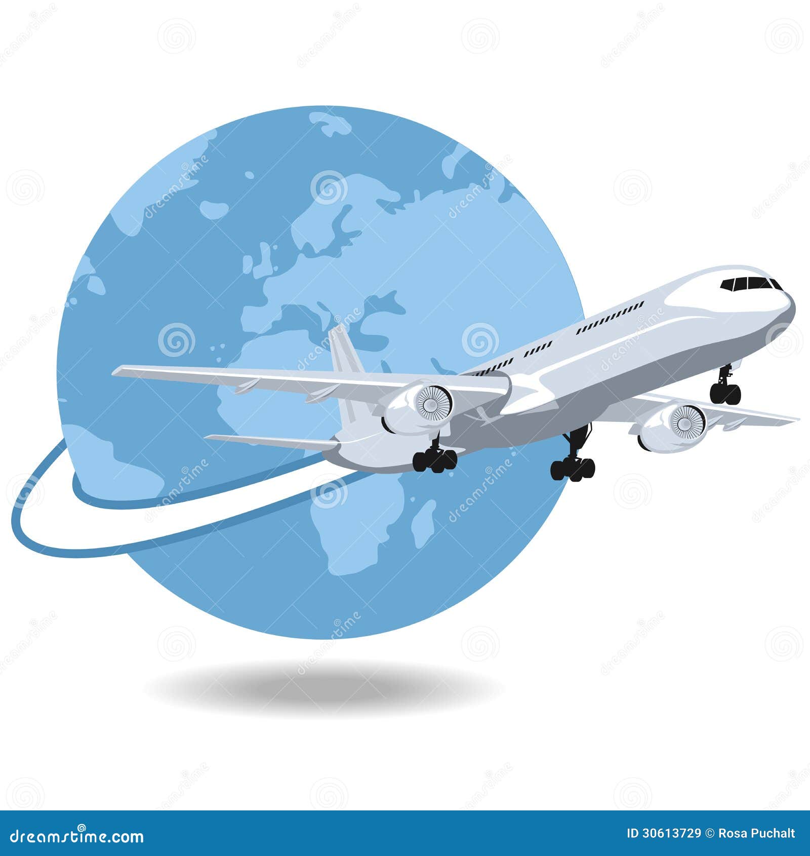 Airplane Flying Around the World Stock Vector - Illustration of tourism ...