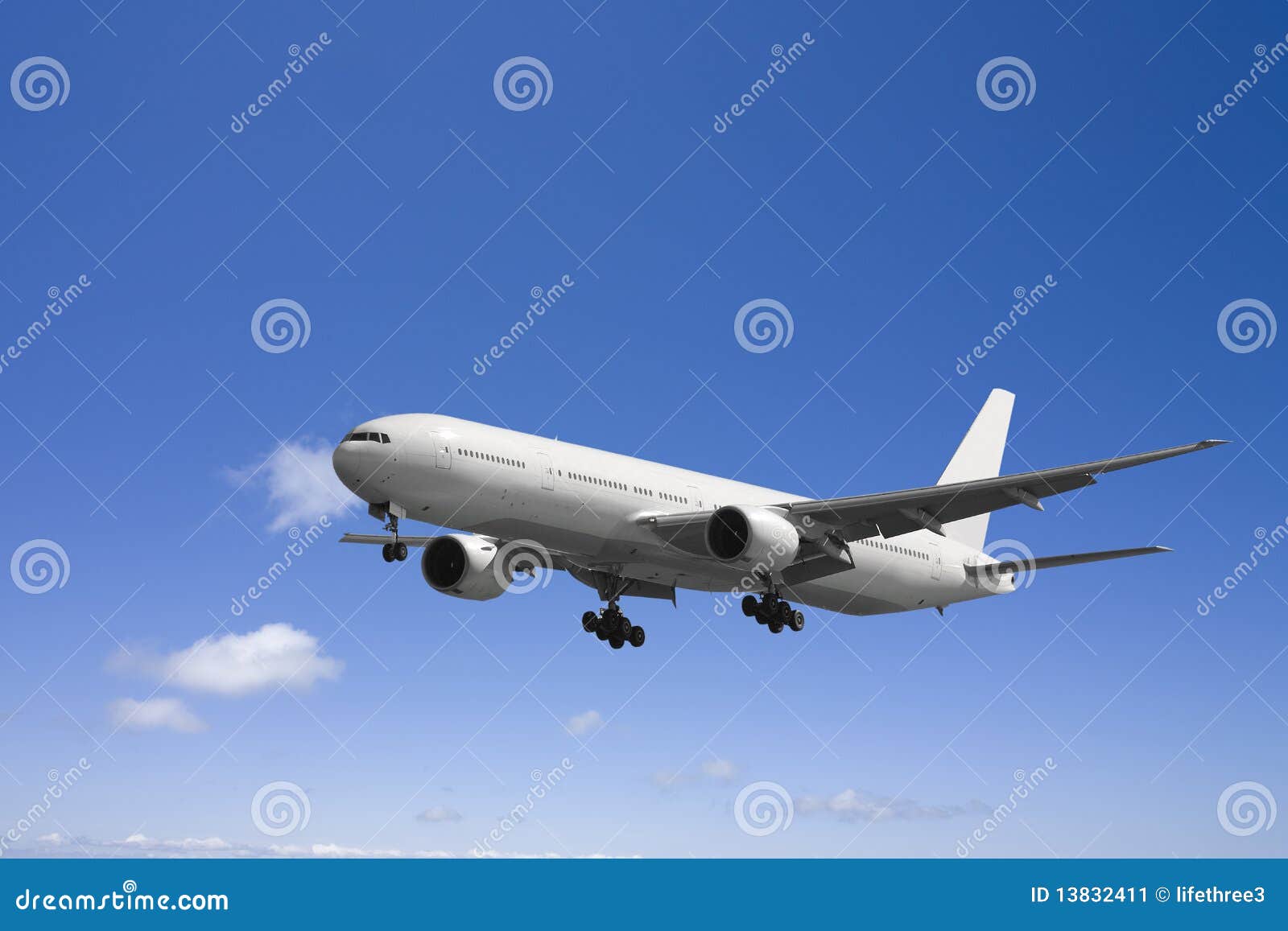 Airplane Flying in the Blue Sky Stock Image - Image of airplane, land ...