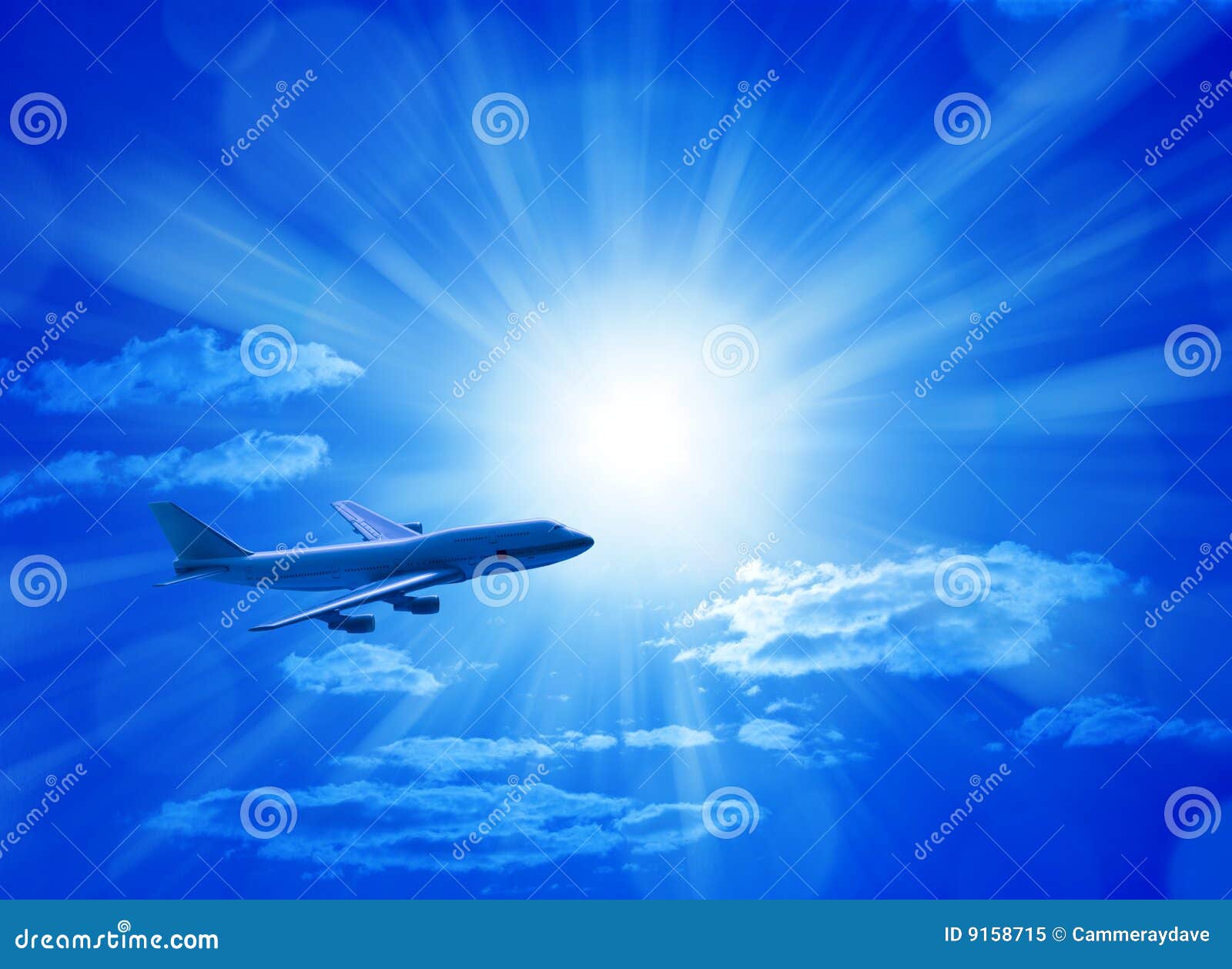 Airplane Flying Blue Sky stock image. Image of departure - 9158715