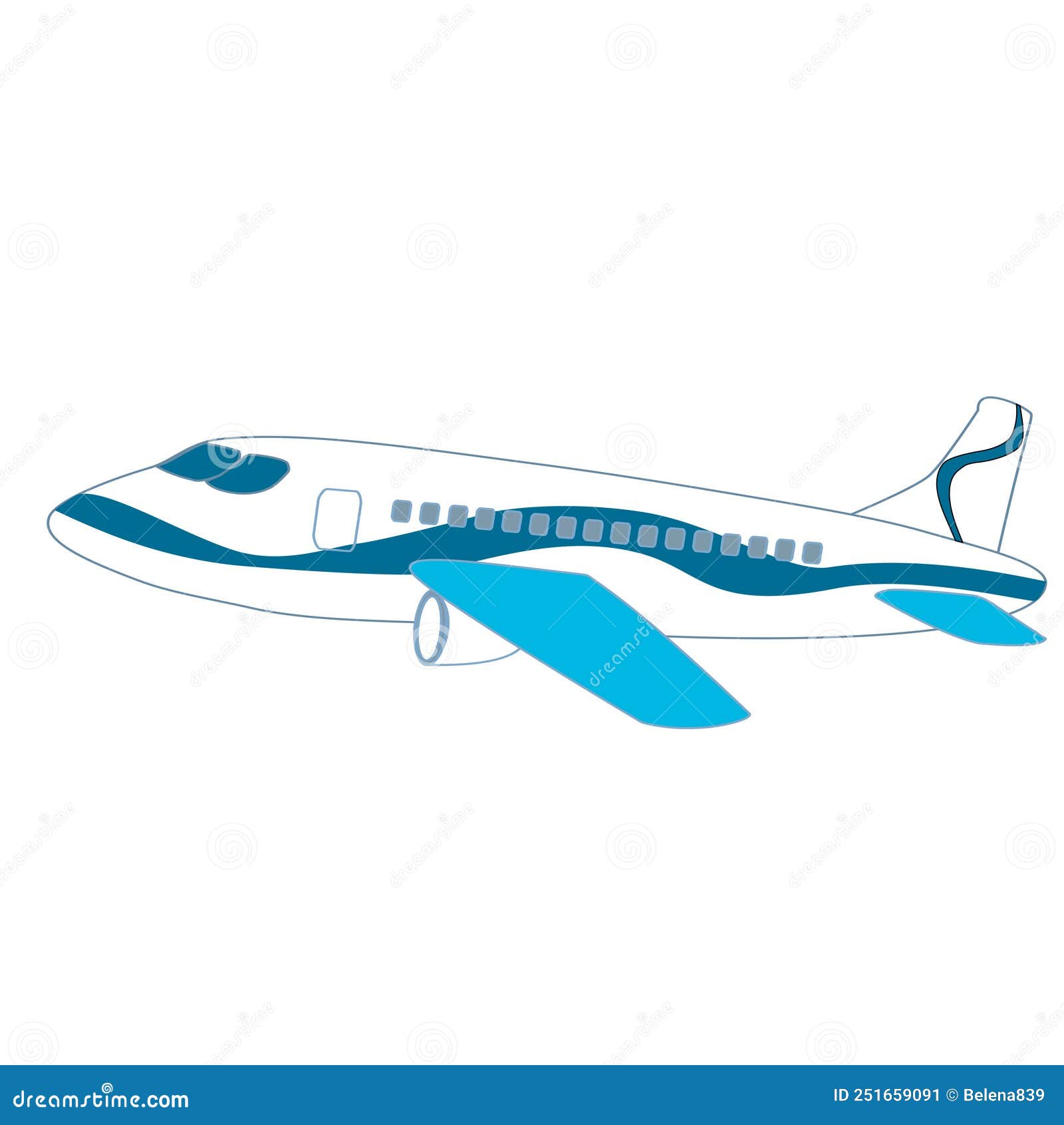 Airplane Flying in the Blue Sky Background. Vector Flat Style ...
