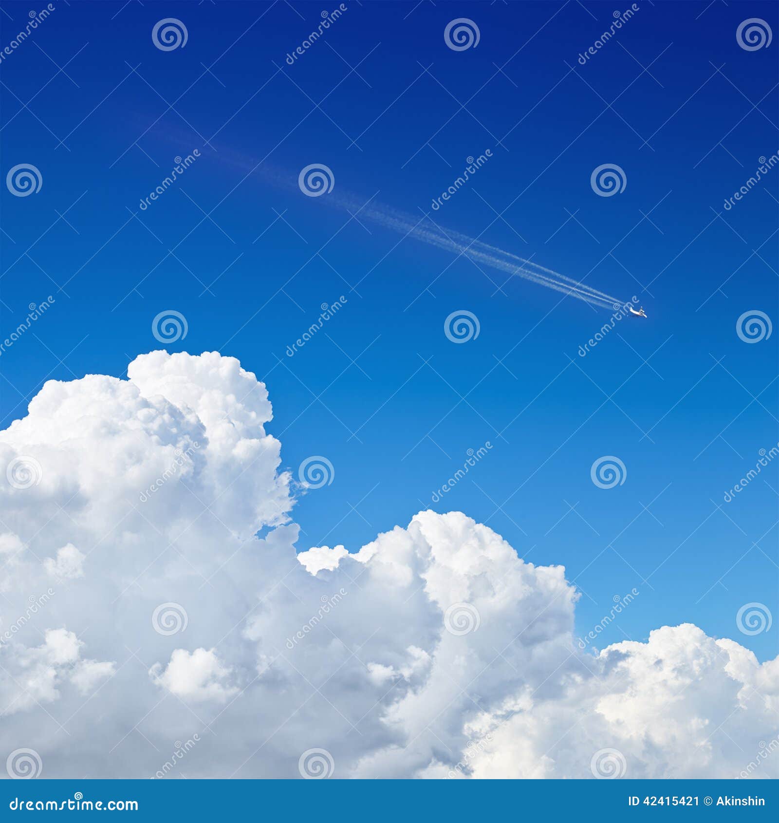 Airplane Flying in the Blue Sky Stock Image - Image of oxygen, ozone ...