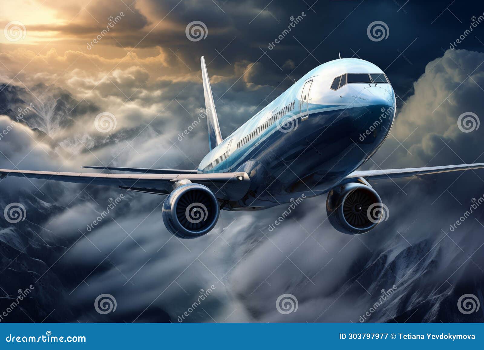 Airplane Flying in the Clouds. Travel Concept Stock Illustration ...