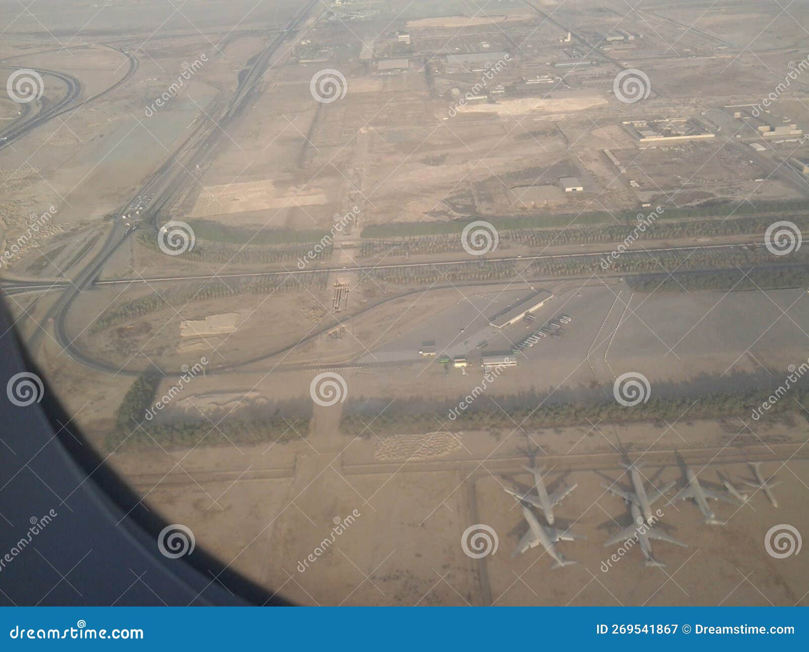 Airplane Flying at Desert in the Middle East Stock Image - Image of ...