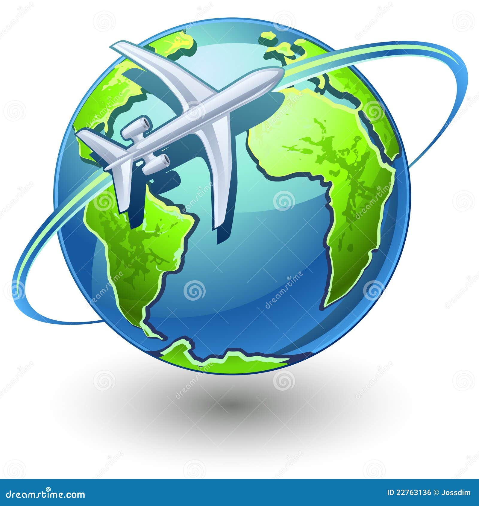 Airplane Flying Around Earth Cartoon Vector | CartoonDealer.com #25262789