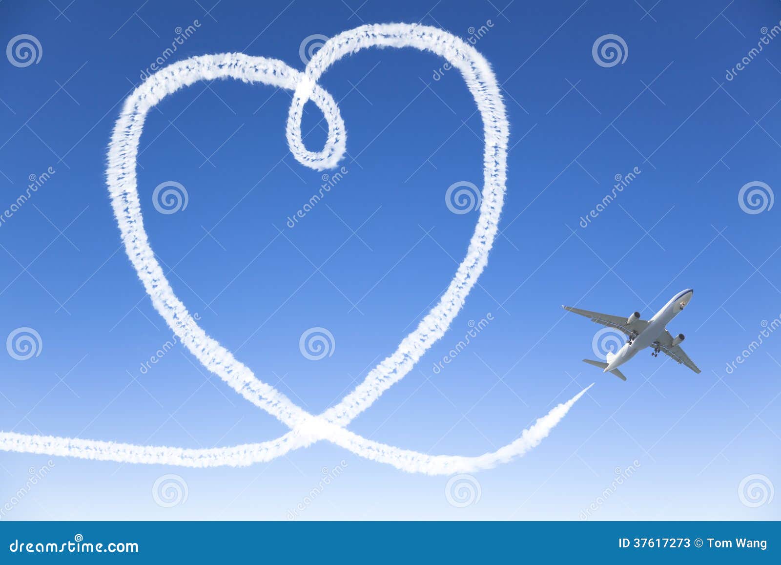 Airplane Flying with the Heart Shape Stock Image - Image of background ...
