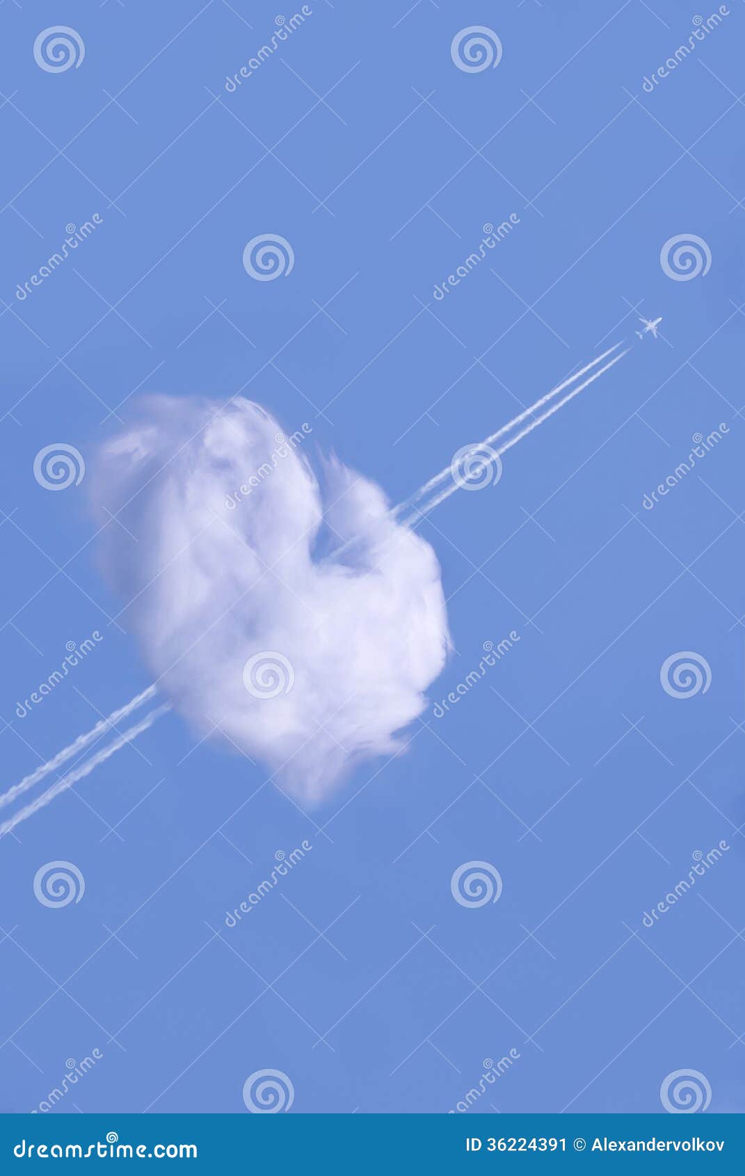 Airplane Flying through Heart Shaped Cloud Stock Image - Image of cupid ...