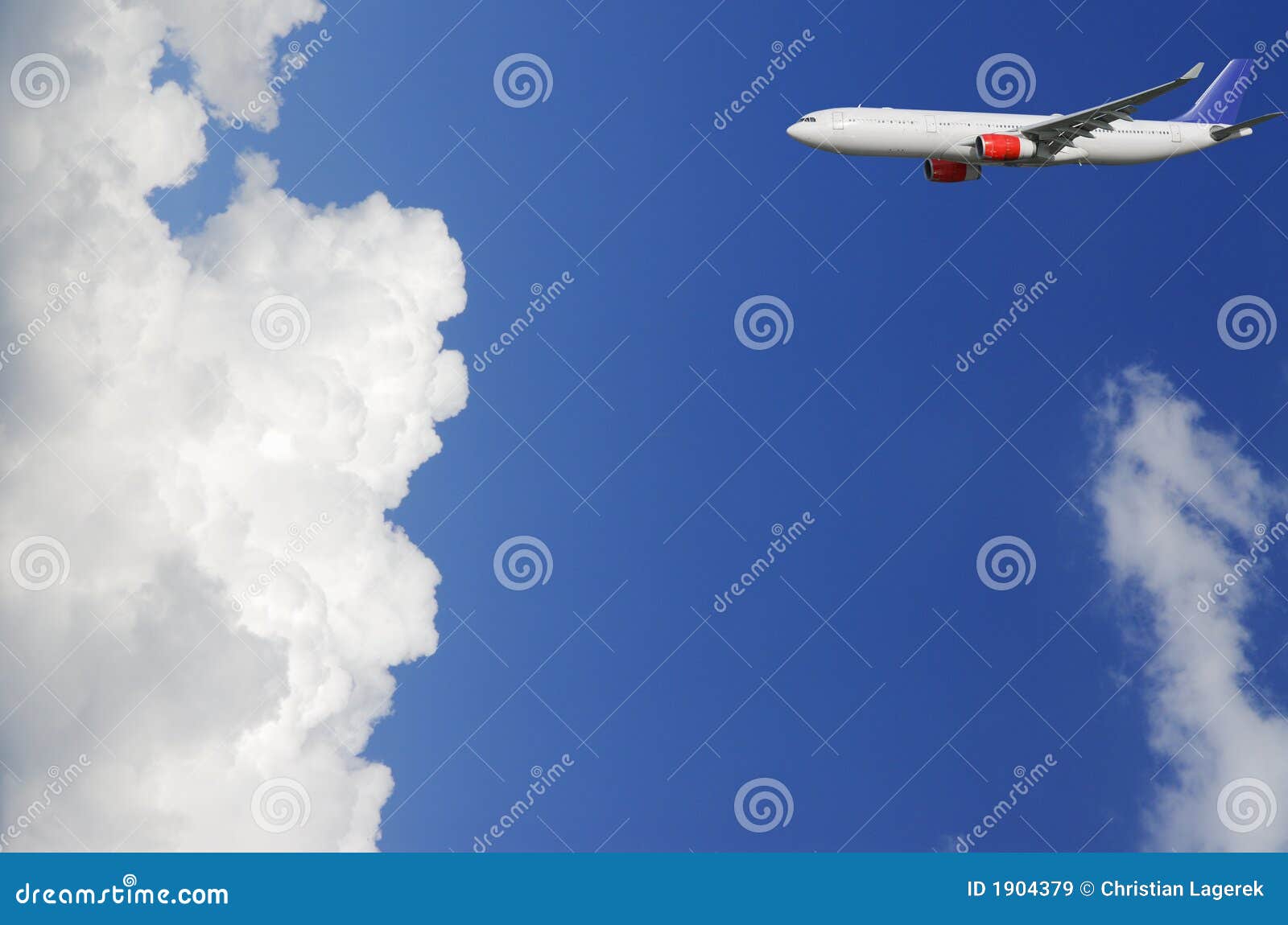 Airplane Flying High Above the Clouds Stock Image - Image of ...