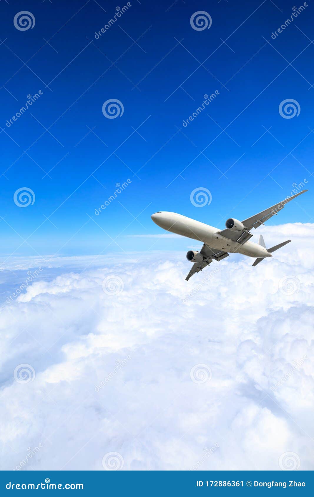Airplane Flying at High Altitude and Beautiful High-altitude Clouds ...