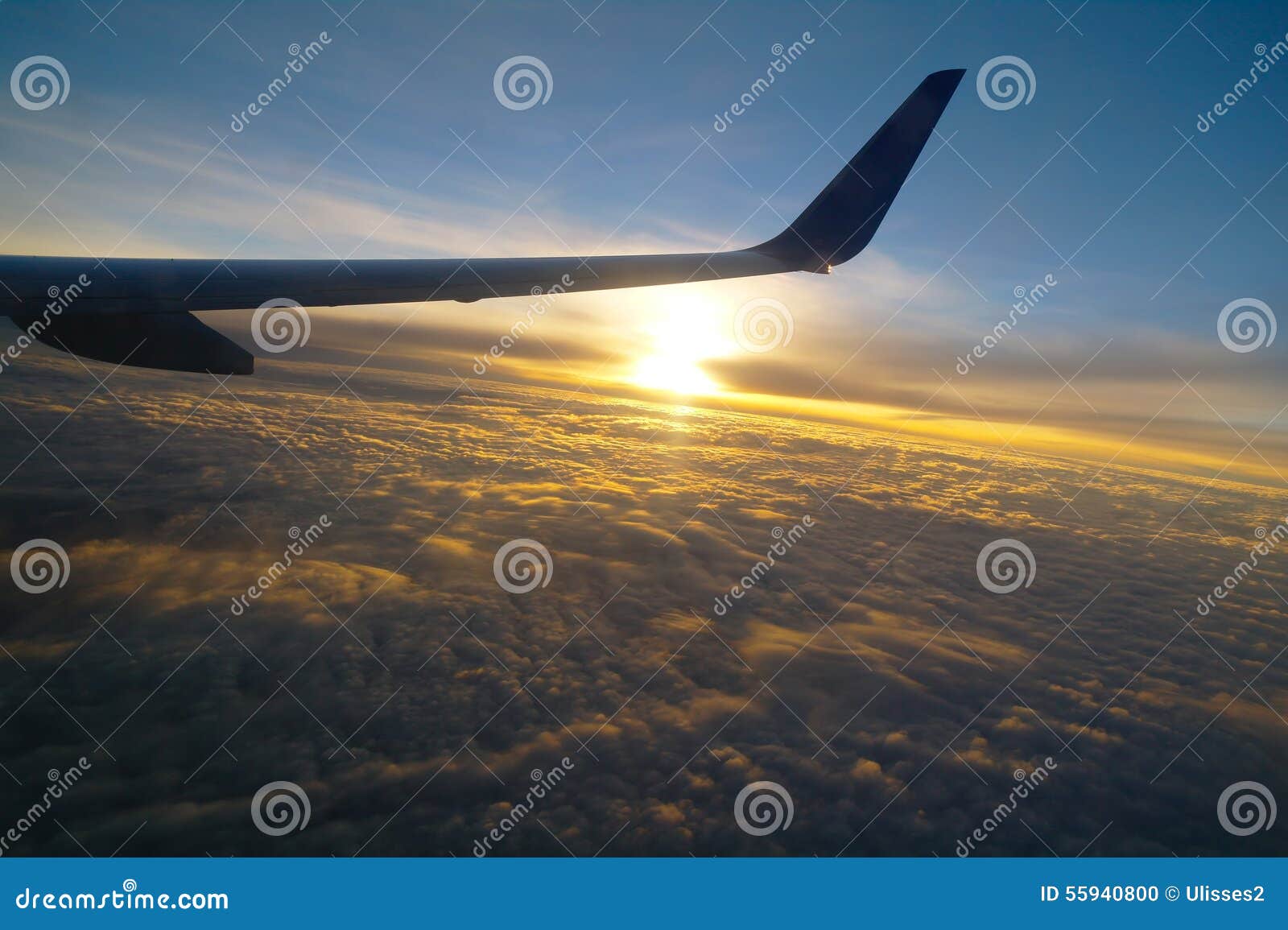 Airplane Flying High in the Sky Stock Photo - Image of clear, climbing ...