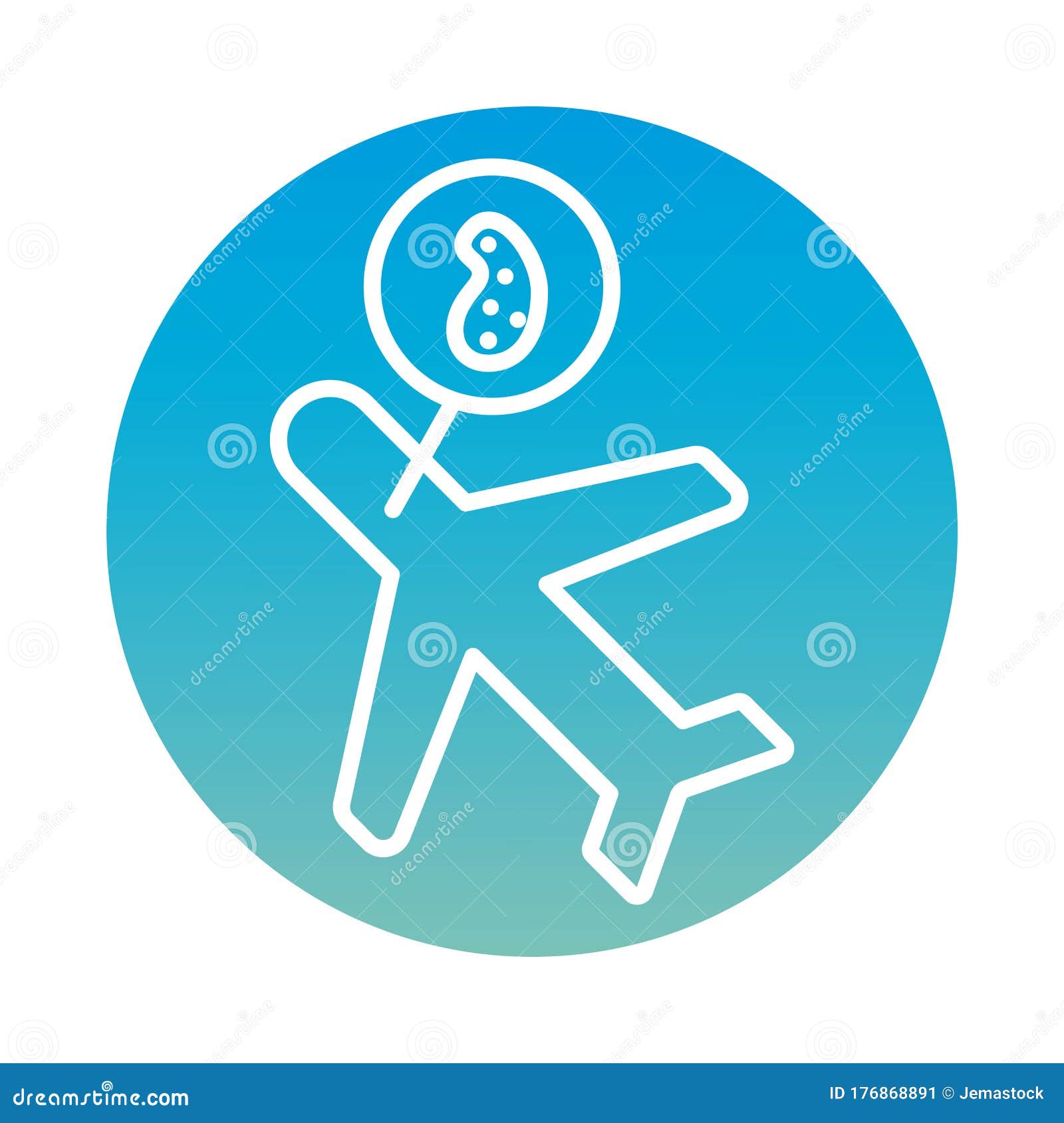 Airplane Flying with Infected Cell Covid19 Block Icon Stock Vector ...