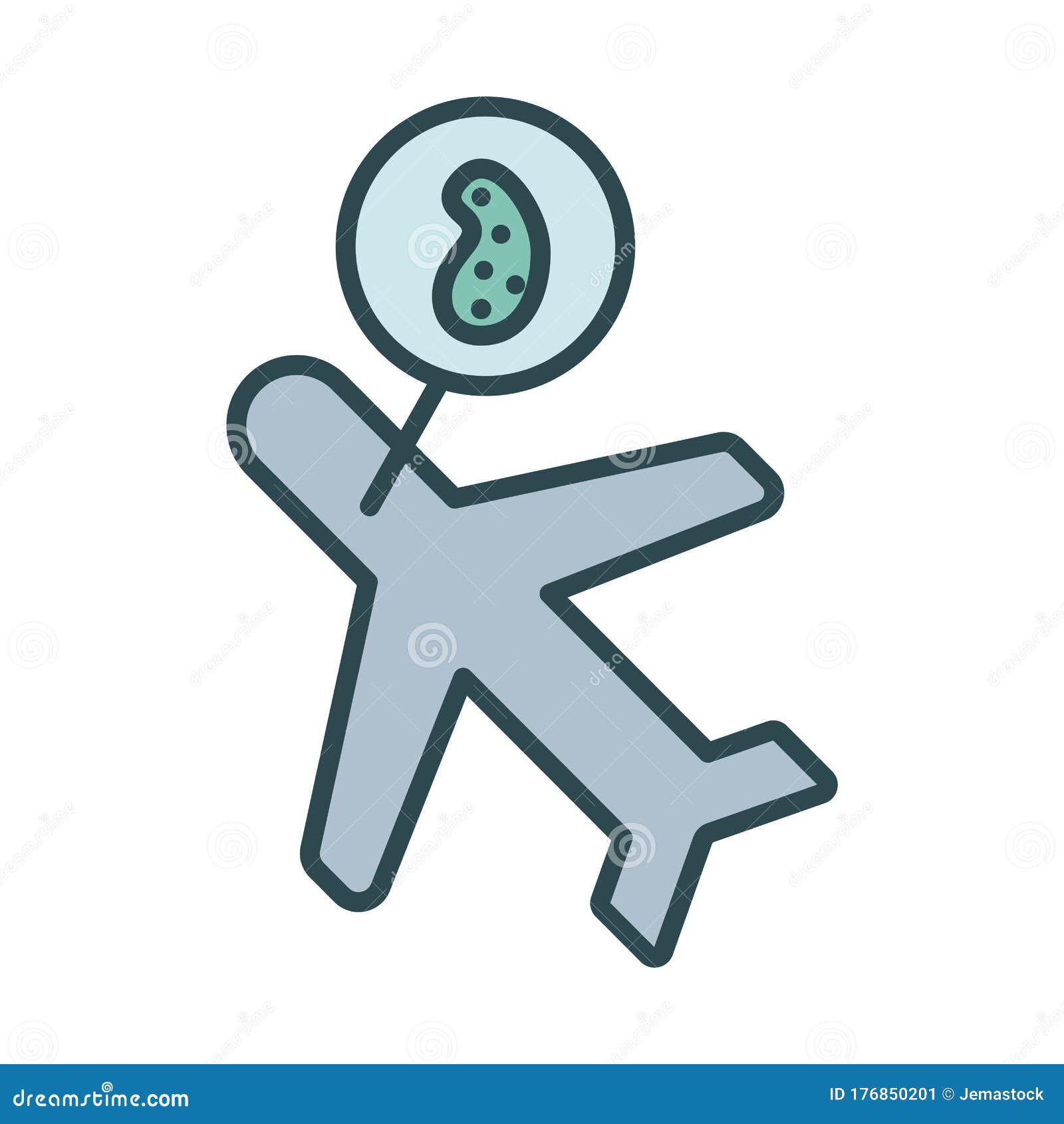 Airplane Flying with Infected Cell Covid19 Fill Icon Stock Vector ...