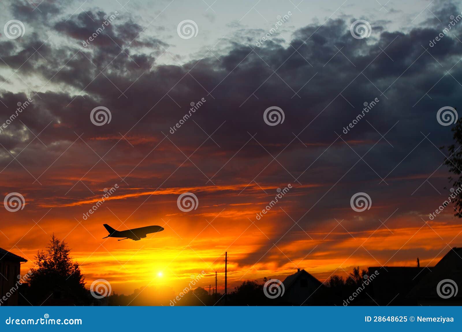 Airplane flying low stock image. Image of fuselage, render - 28648625