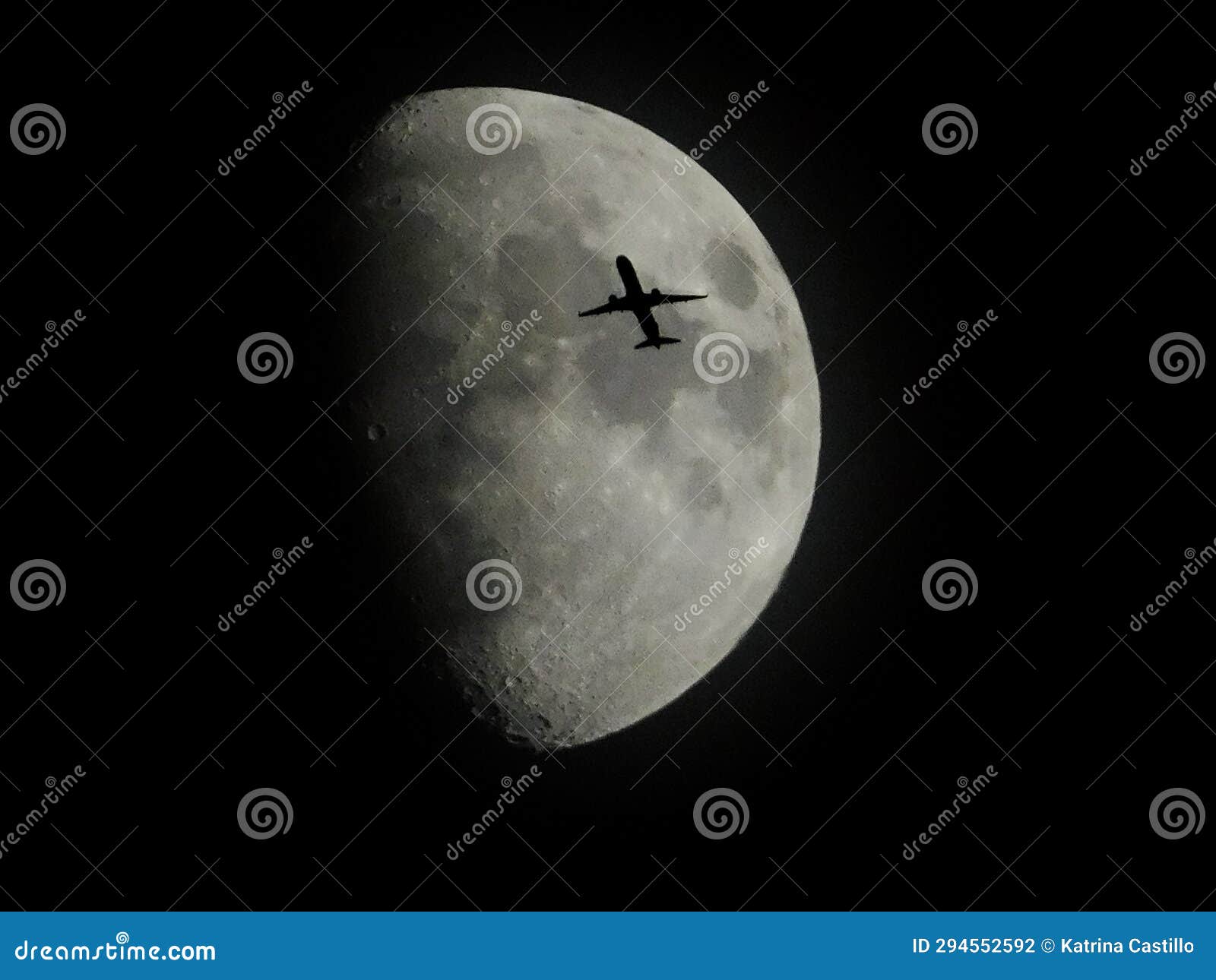 Airplane Flying with a Moon Background Editorial Photography - Image of ...