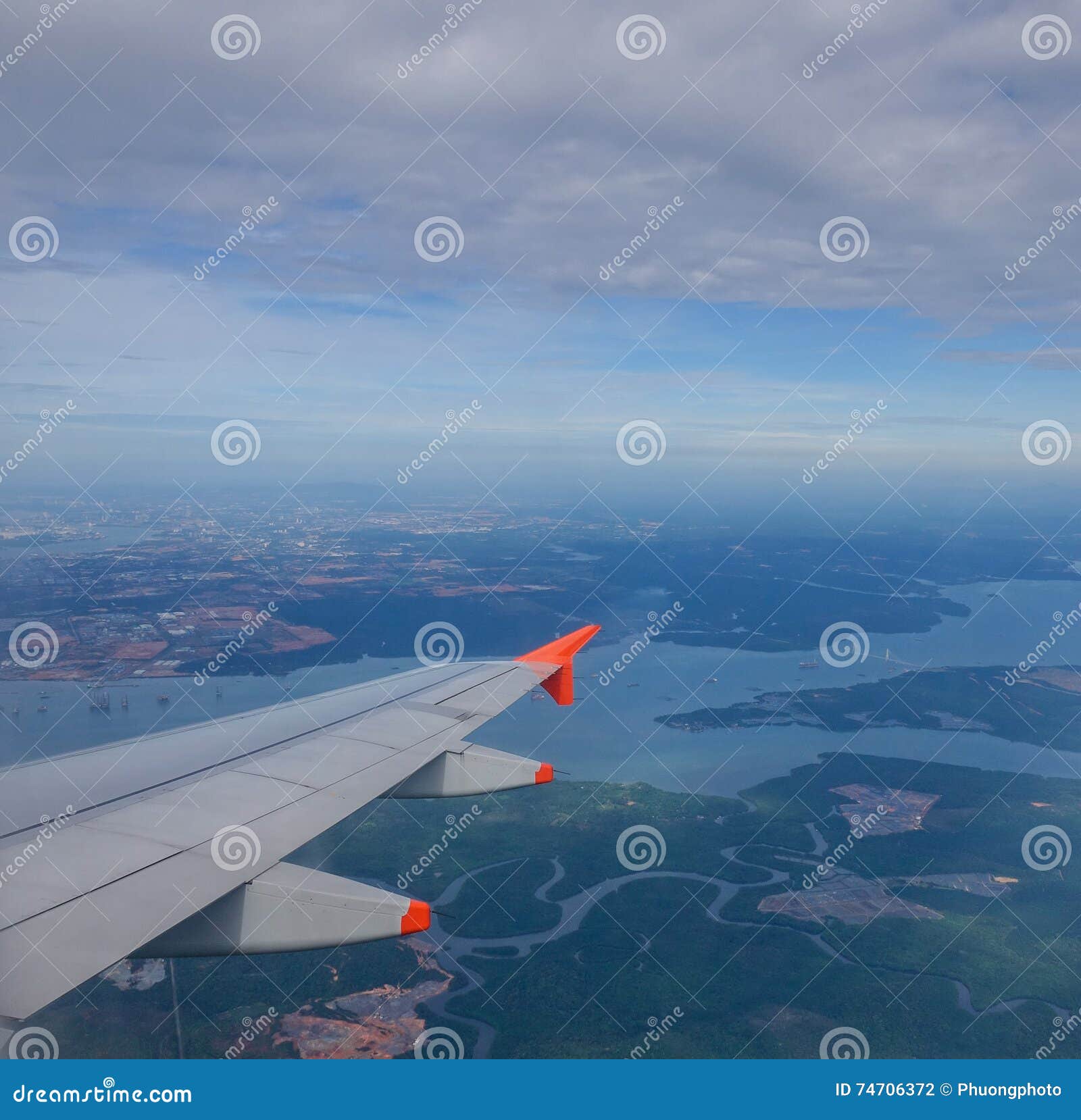 Airplane Flying Over the Country Stock Photo - Image of flying, country ...