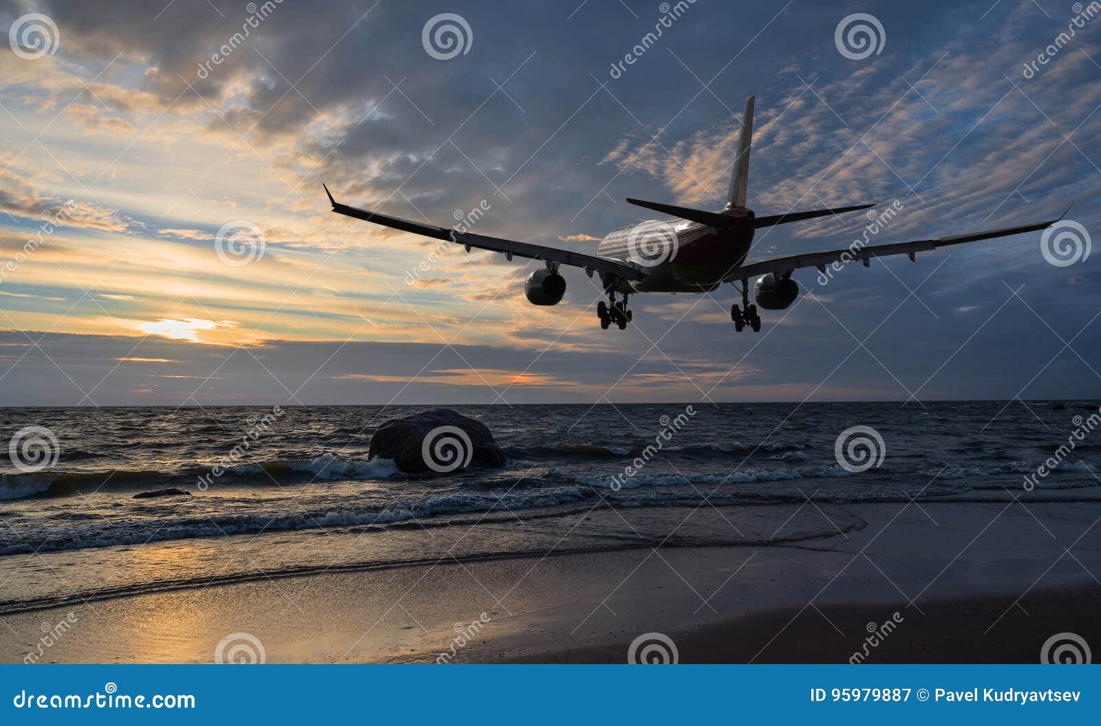 Airplane Flying Over the Sea Stock Image - Image of communication ...