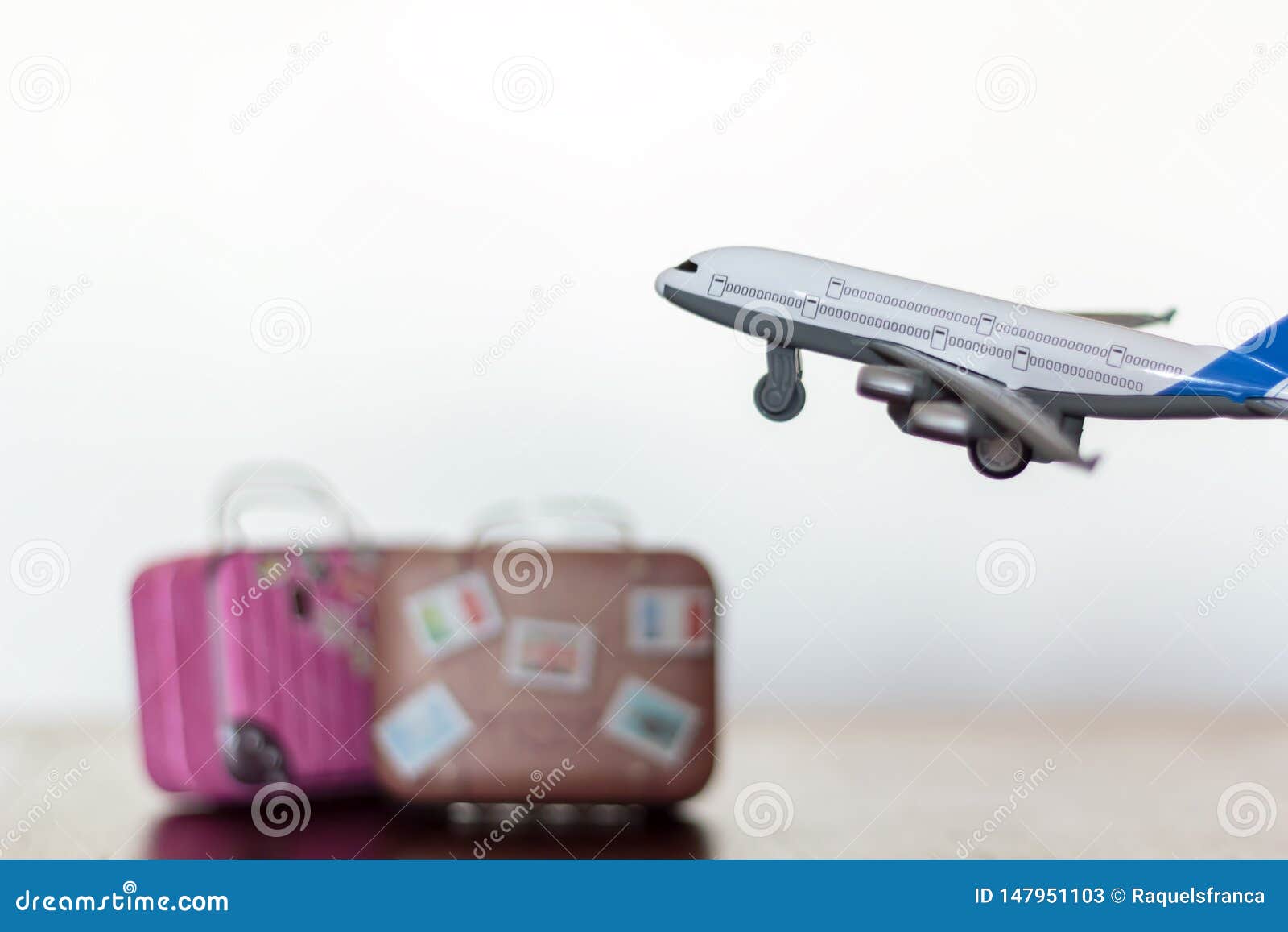 Airplane Flying Over Travel Luggage Stock Image - Image of dreams ...