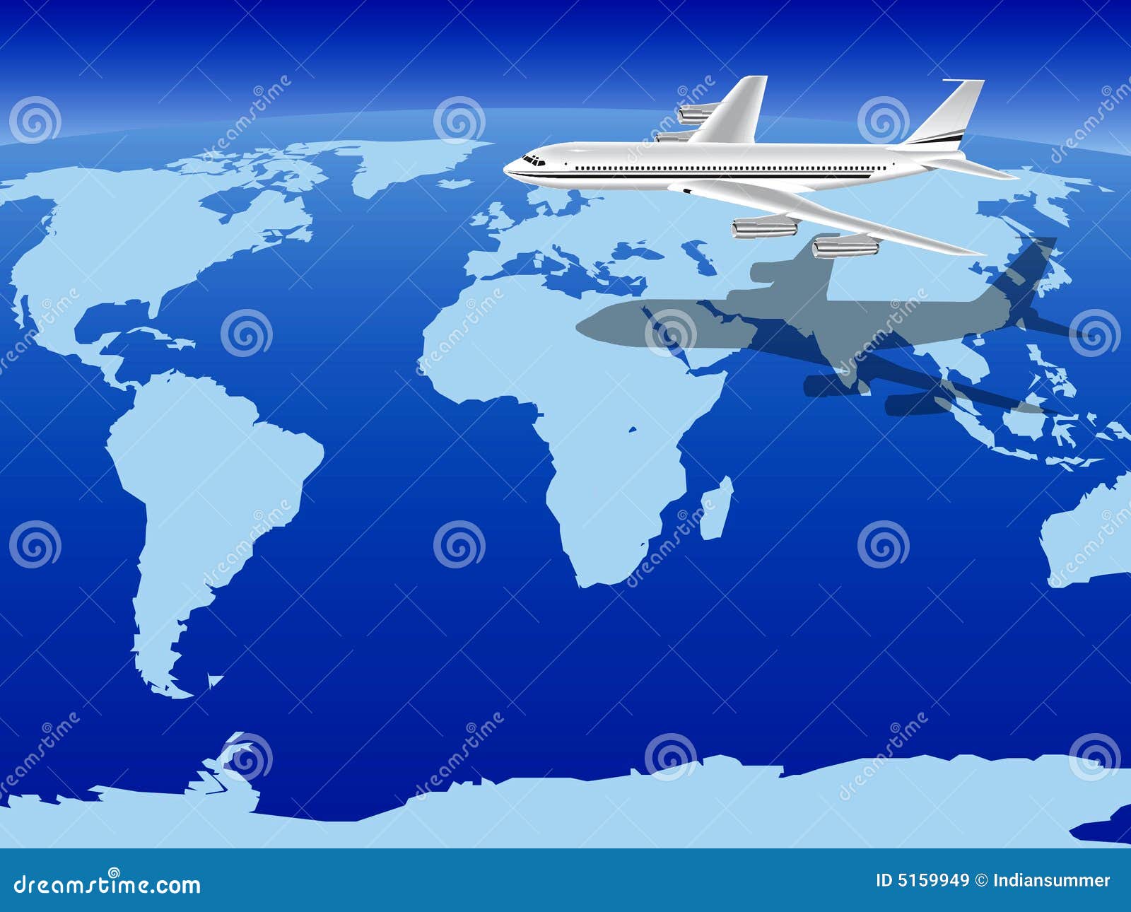 Airplane Flying Over the World Stock Illustration - Illustration of ...