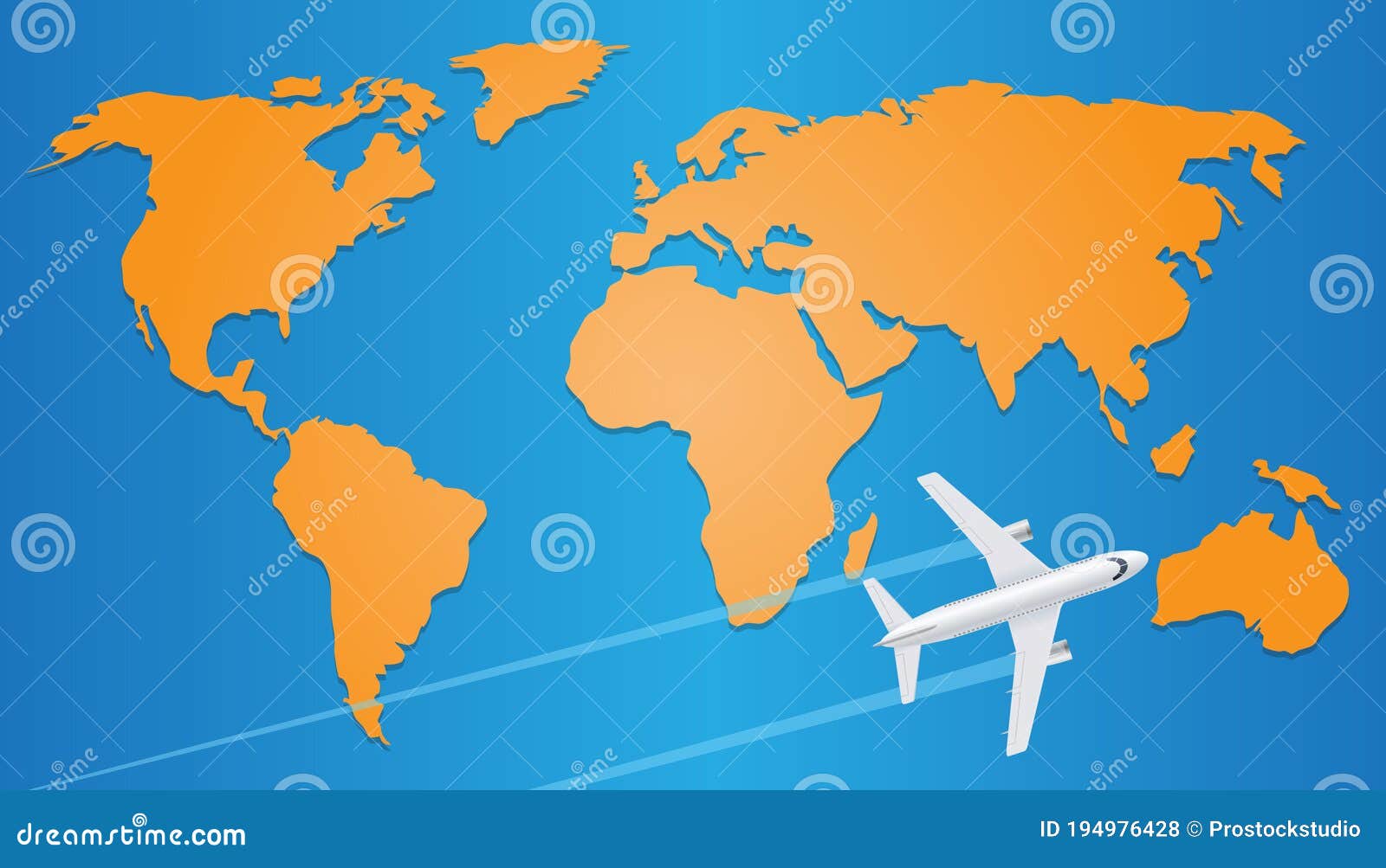 Airplane Flying Over World Map, Vector Image Stock Vector ...