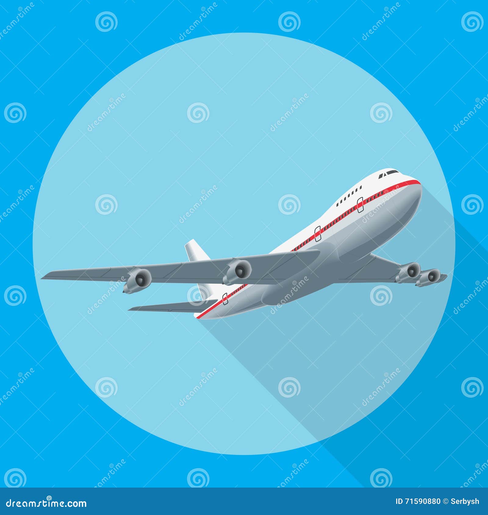 Airplane Flying with Shadow Stock Illustration - Illustration of ...
