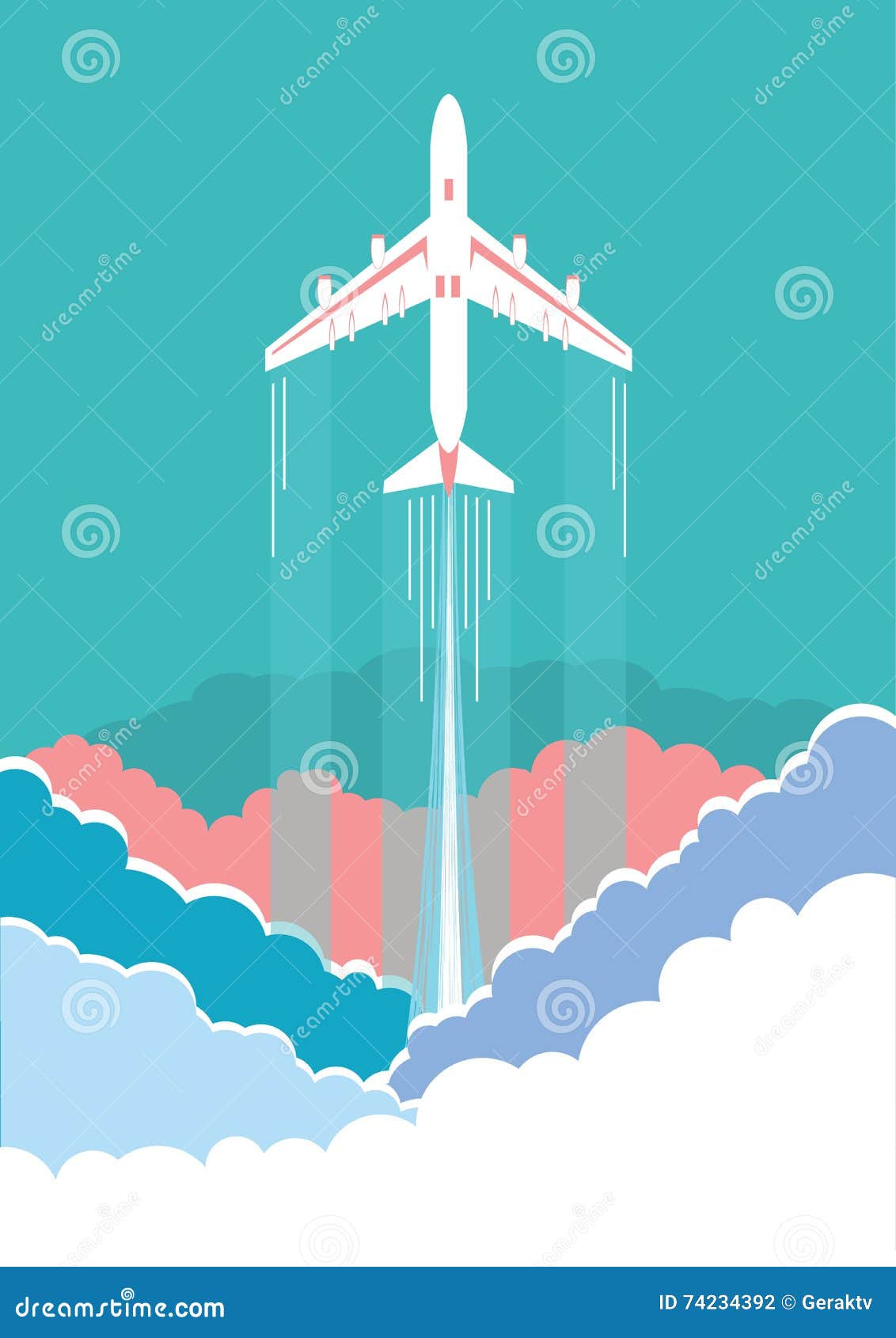 Airplane Flying in Sky Background Poster Stock Vector - Illustration of ...