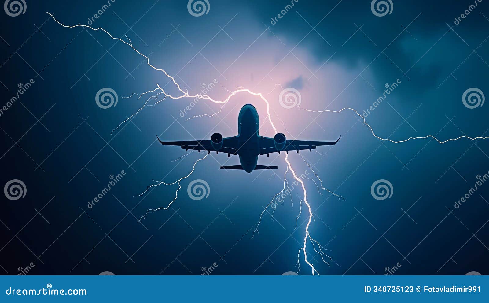 Airplane Flying in the Sky with Lightning in a Thunderstorm. Dangers of ...