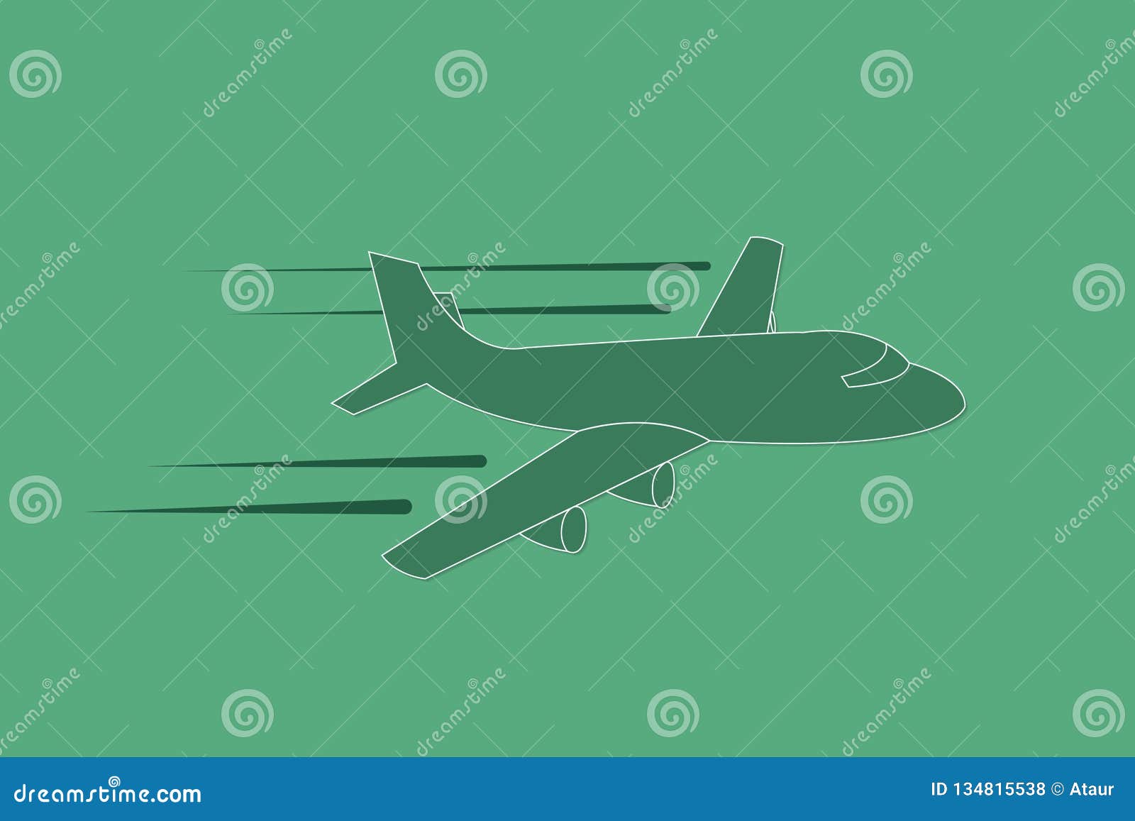 Airplane Flying with Speed and Straight Path Vector Illustration on ...