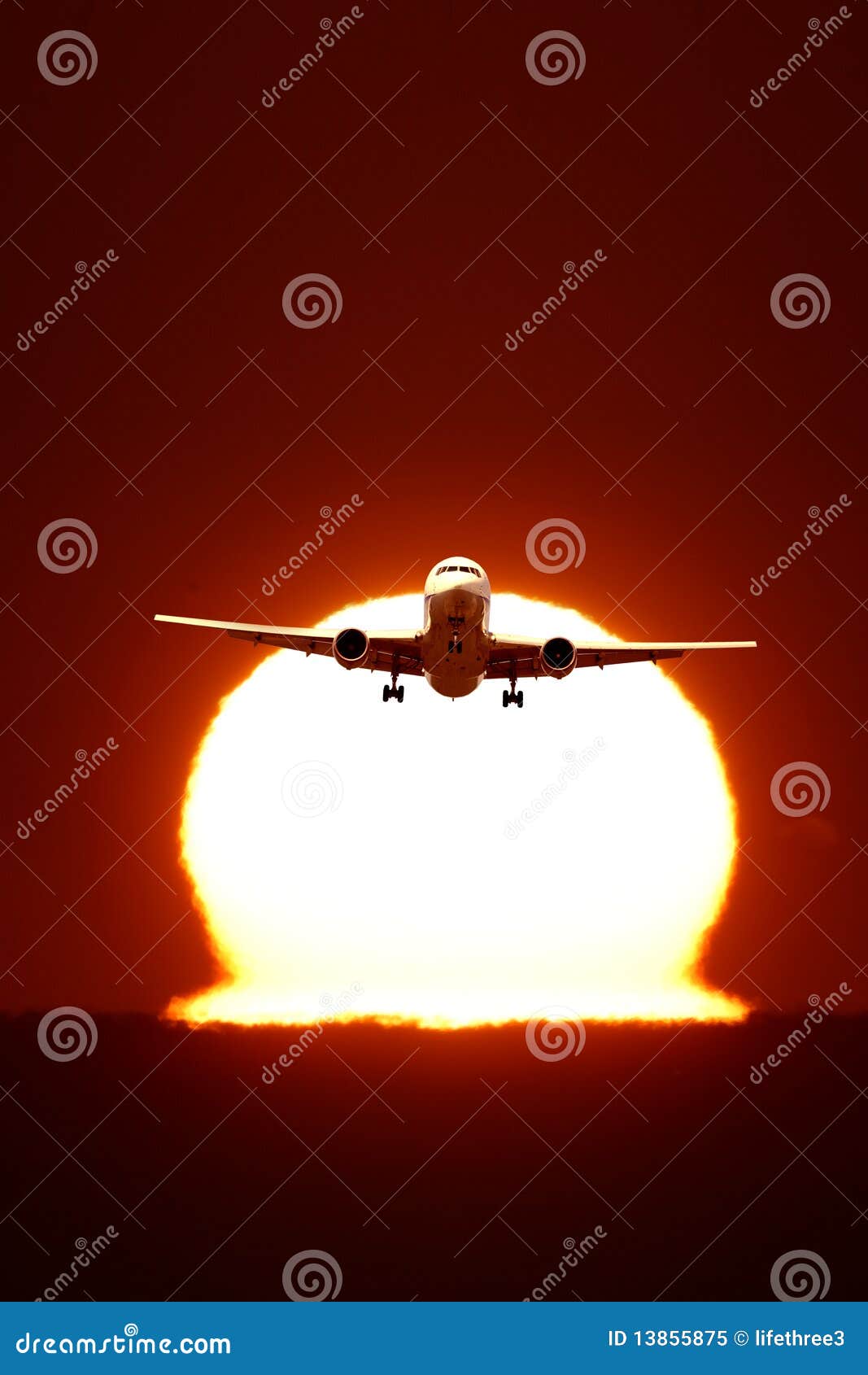 An Airplane Flying in the Sun Stock Image - Image of cargo, sunrise ...