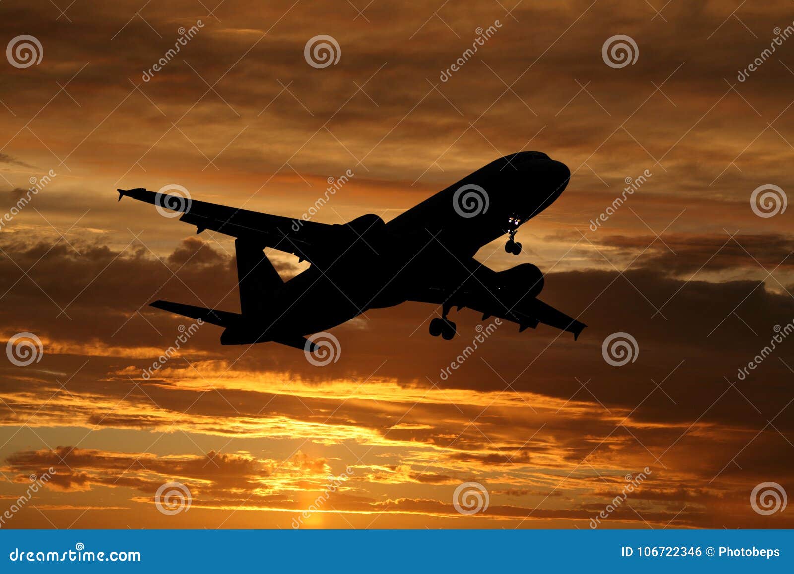 Airplane Flying in the Sunset Stock Photo - Image of sunset, control ...