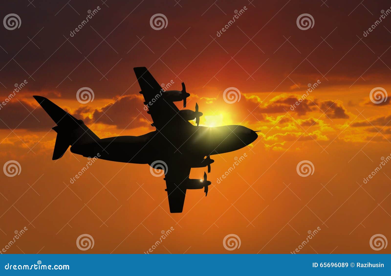 Airplane Flying during Sunset Stock Image - Image of flight, business ...