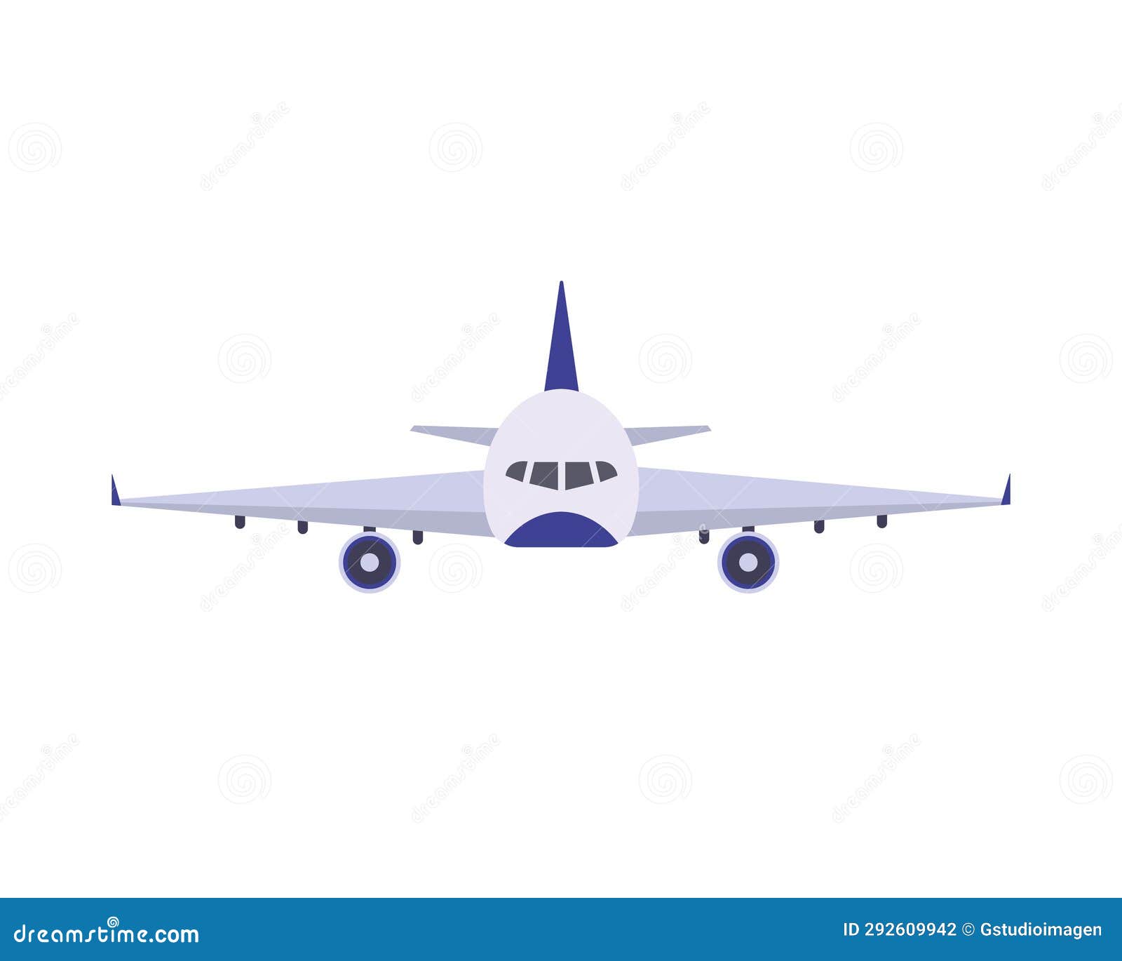 Airplane Flying Travel Front View Stock Vector - Illustration of ...